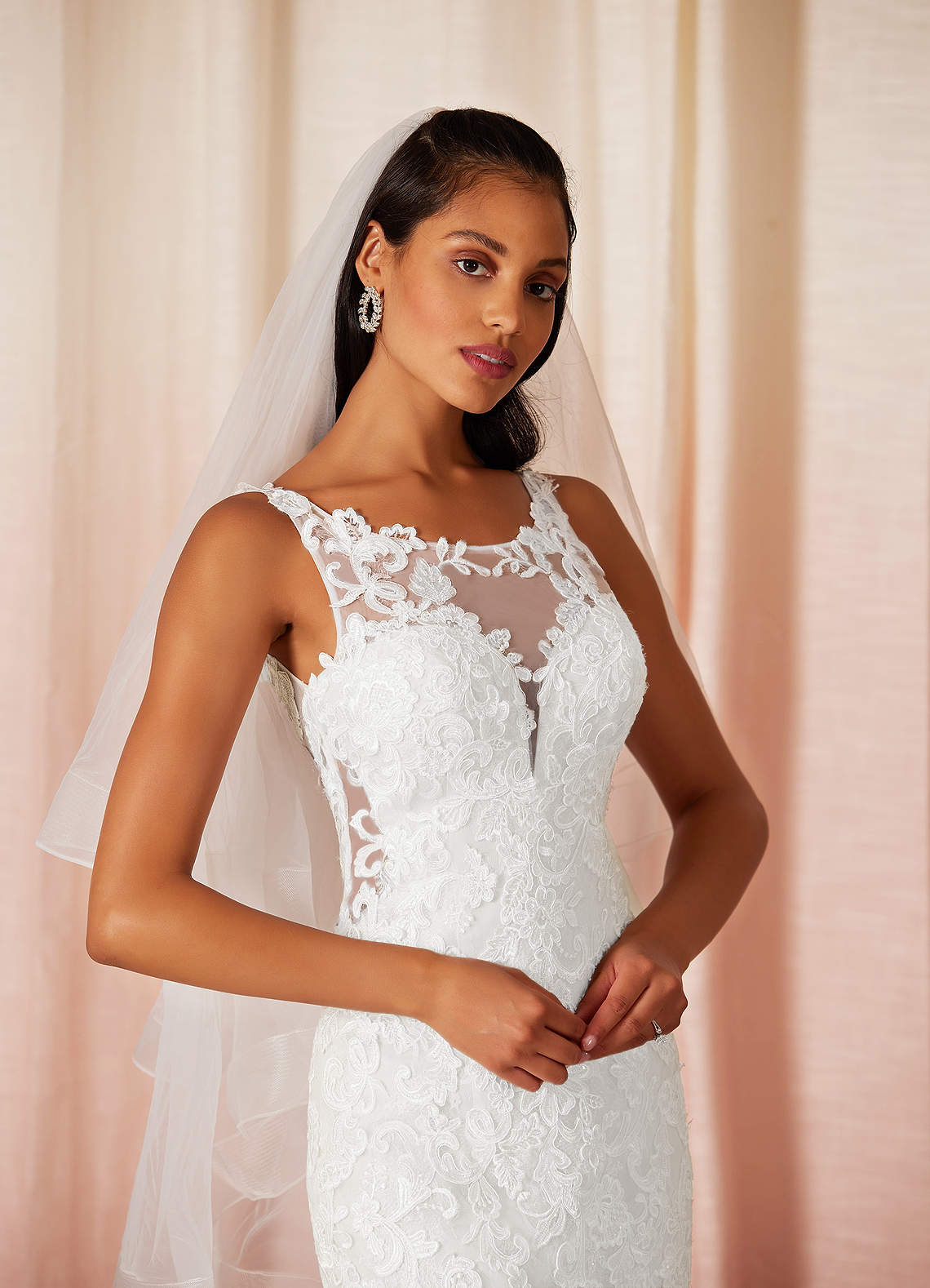 Diamond White Azazie Divine Mermaid Sequins Tulle Cathedral Train Dress ...