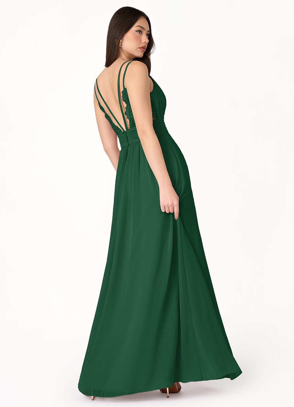 April Emerald Green V Neck Maxi Dress | Azazie