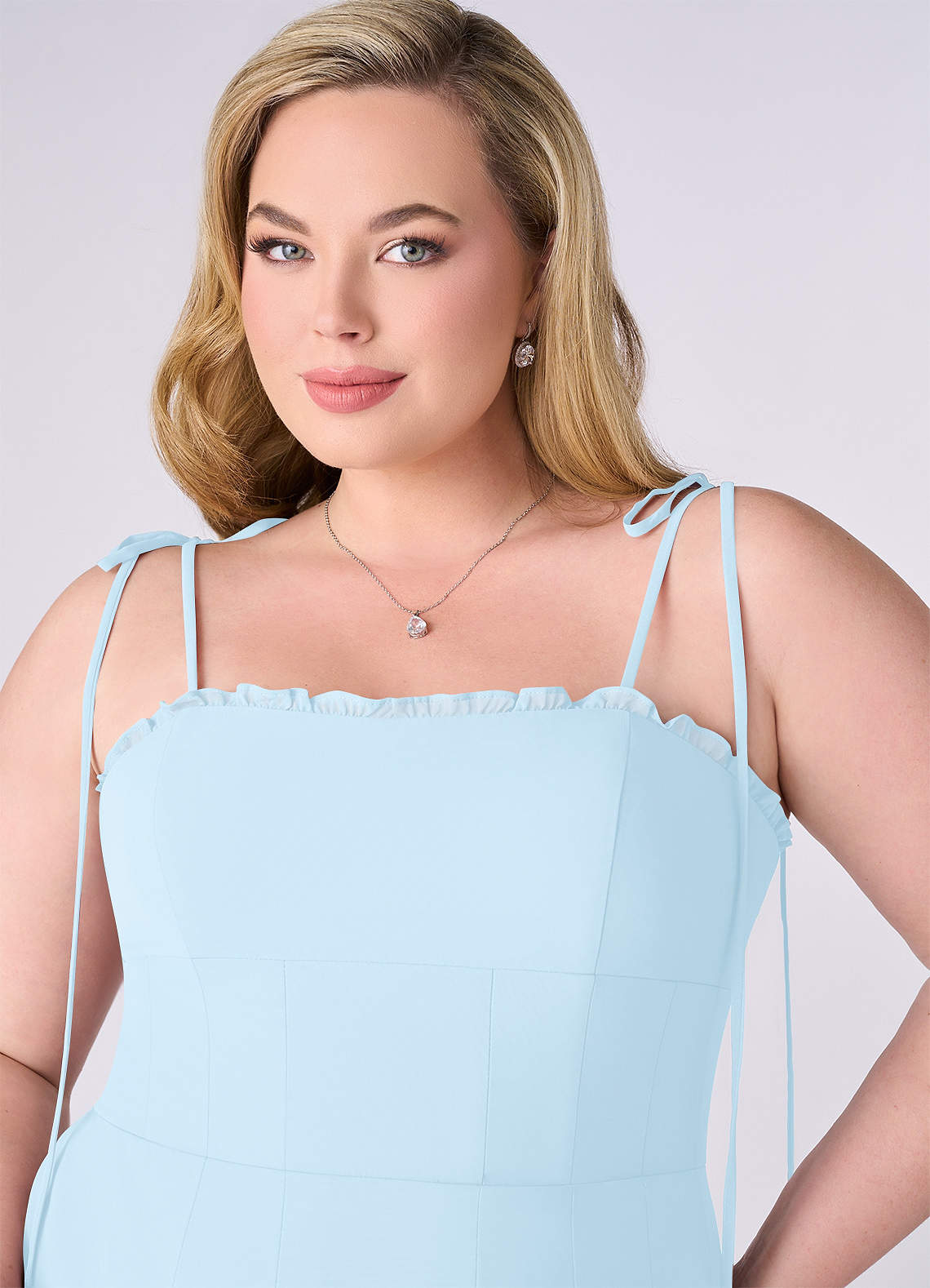 Sky Blue Box Pleated Chiffon A-Line Dress Bridesmaid Dresses | Azazie