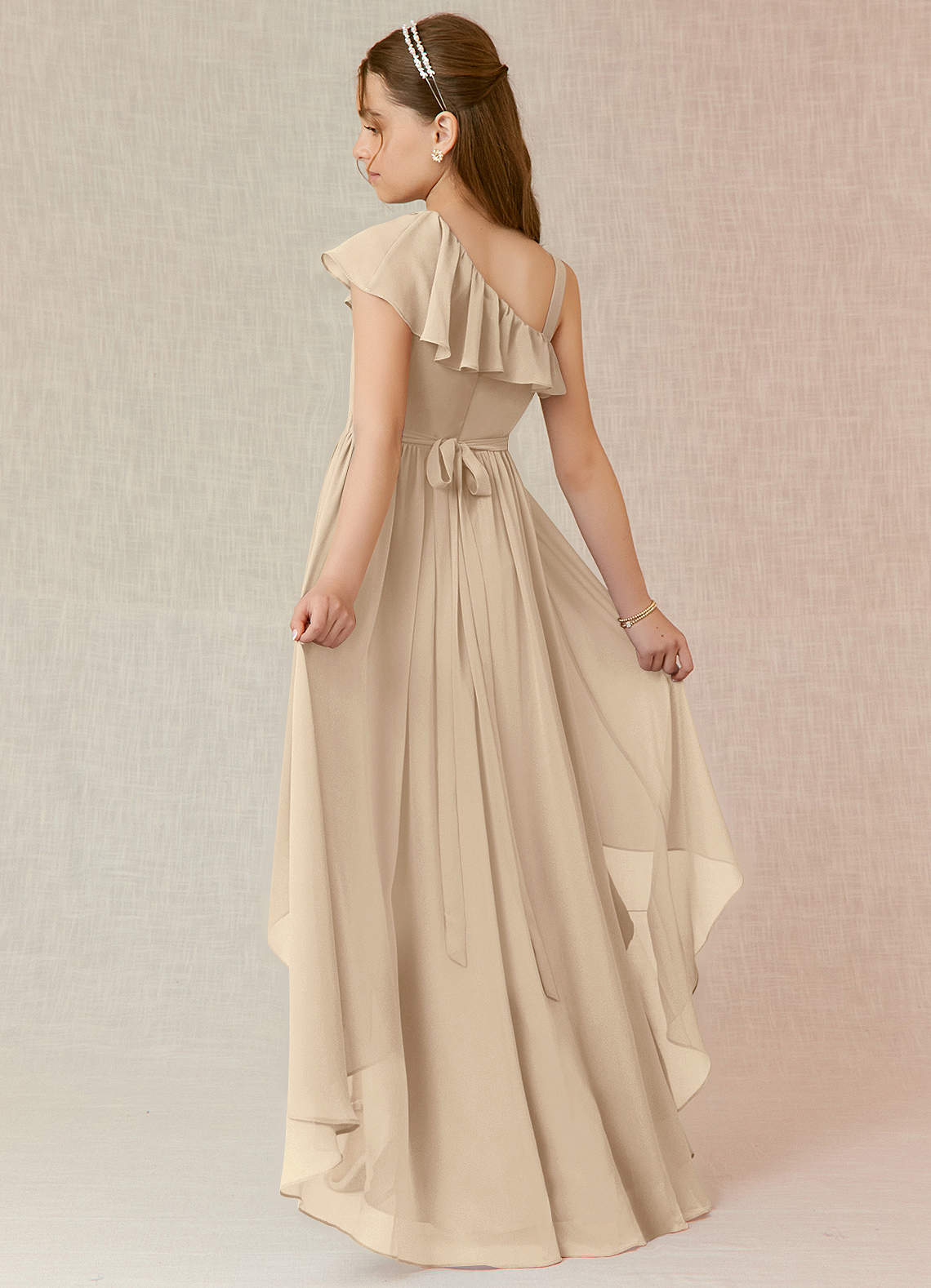 Champagne Azazie Mango Junior Junior Bridesmaid Dresses | Azazie