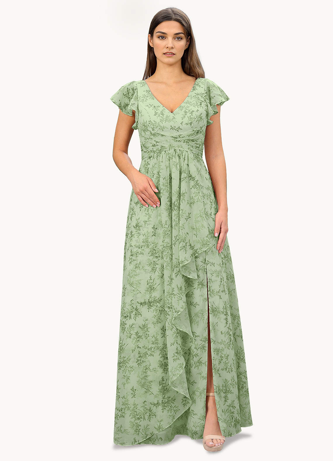 Azazie Omari Green Fern Floral Bridesmaid Dresses | Azazie
