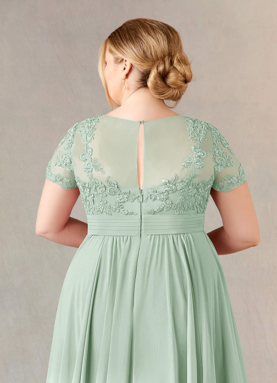 Azazie Annette Agave A-Line Lace Chiffon Dress | Azazie
