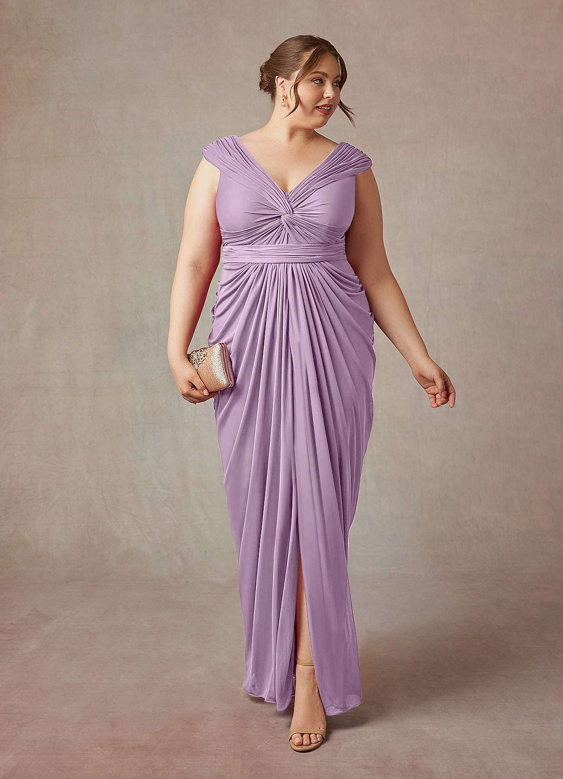 Wisteria Azazie Lisolette Wisteria Sheath Pleated Mesh Dress | Azazie