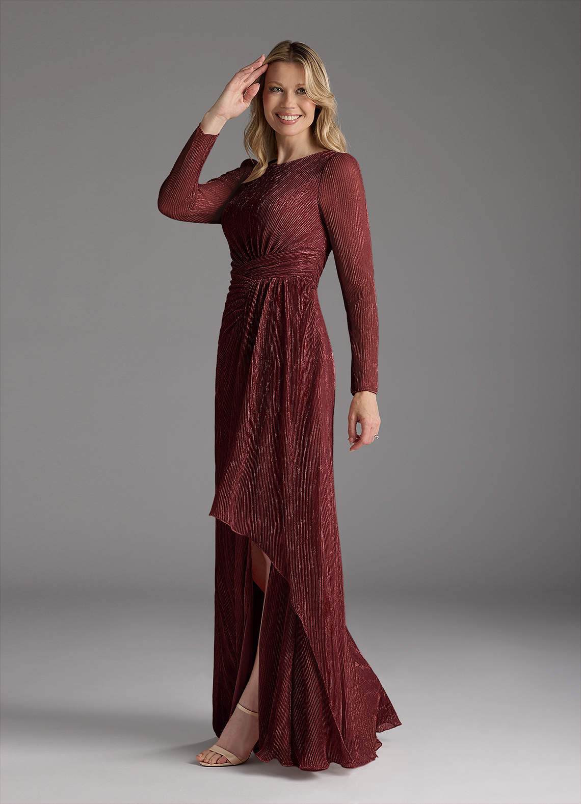 Ruby Azazie Phylis Ruby Mermaid Pleated Metallic Mesh Dress | Azazie