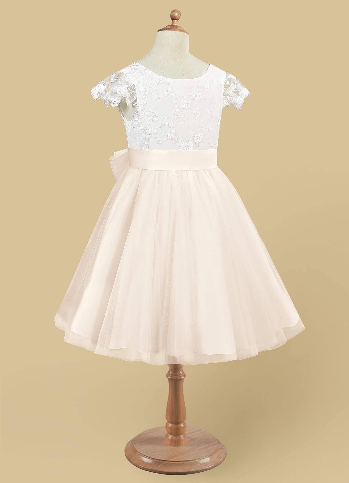 Azazie Vetty Ivory White Alabaster A-Line Lace Tulle Dress | Azazie