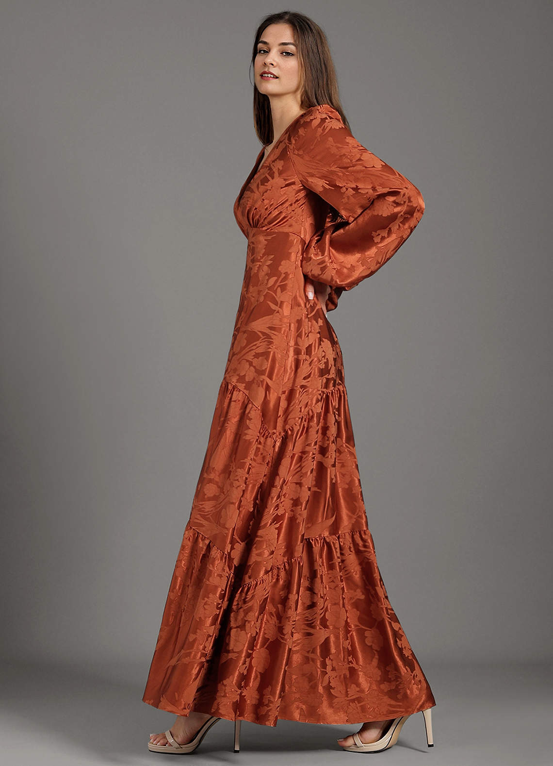 Melissa Rust Long Sleeve Maxi Dress Atelier Dresses | Azazie