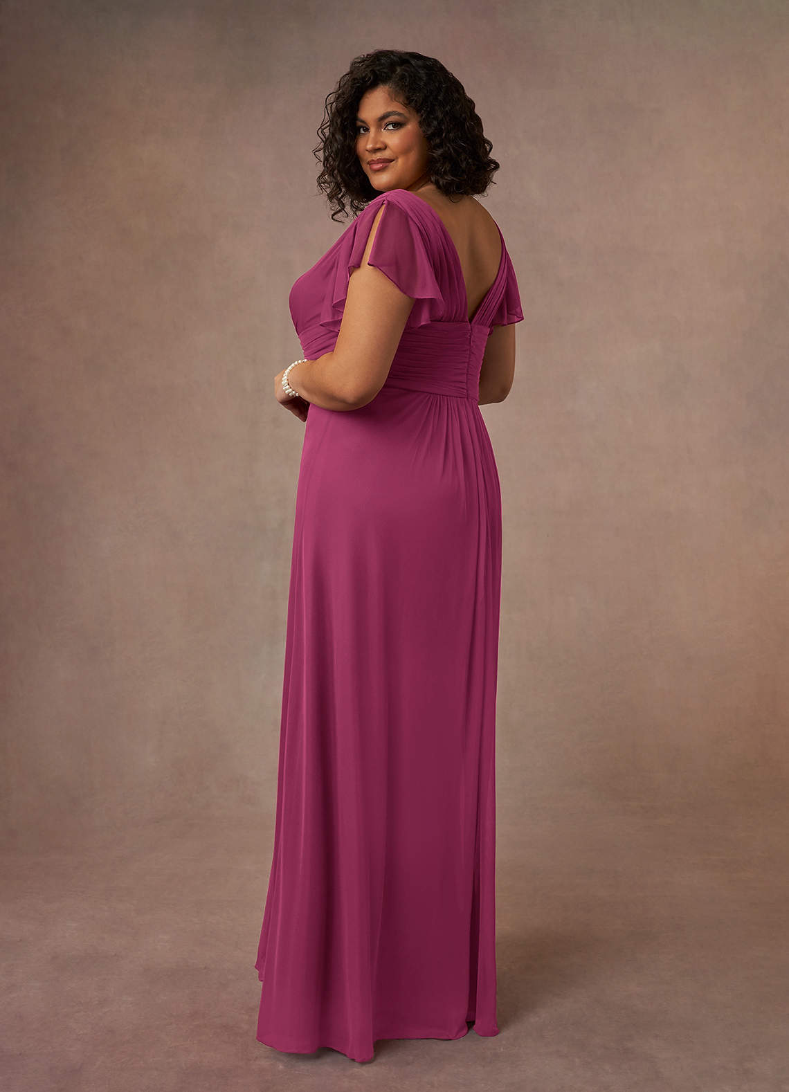 Mulberry Azazie Reneya A-Line Pleated Mesh Floor-Length Dress | Azazie