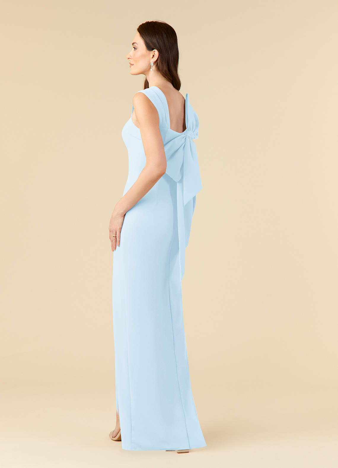 Azazie Ellen Sky Blue Sheath Side Slit Stretch Crepe Dress Mother of ...