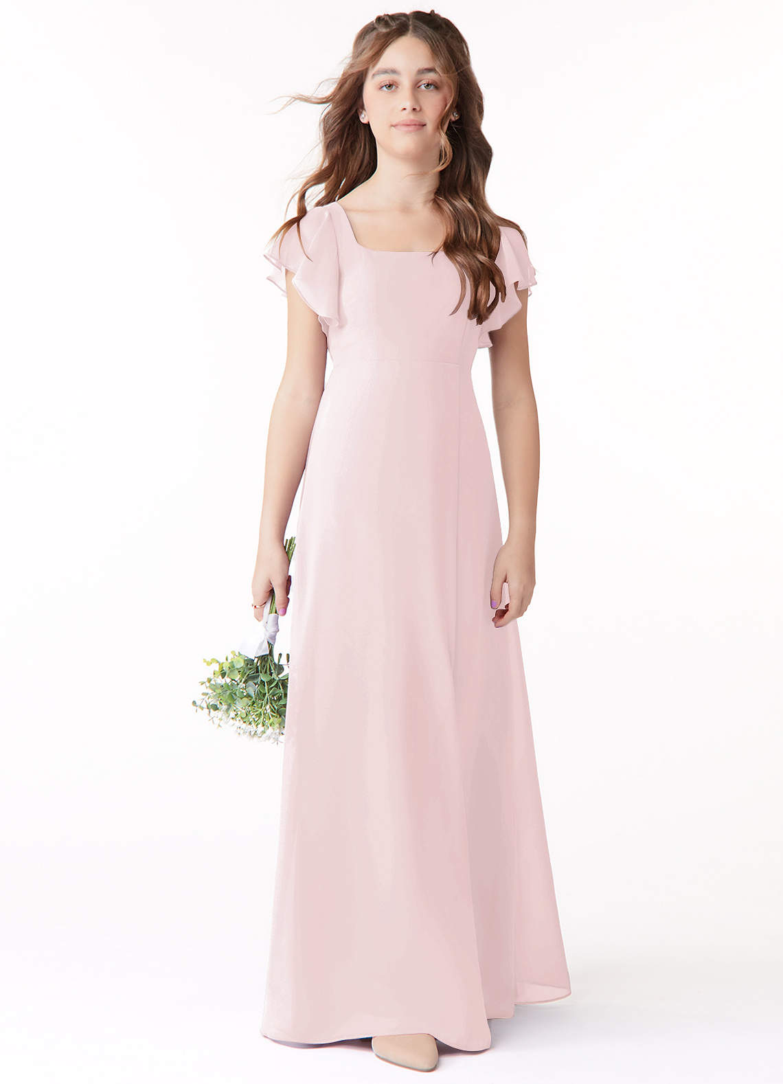 Azazie Bondi Junior Bridesmaid Dress in Blushing Pink | Azazie