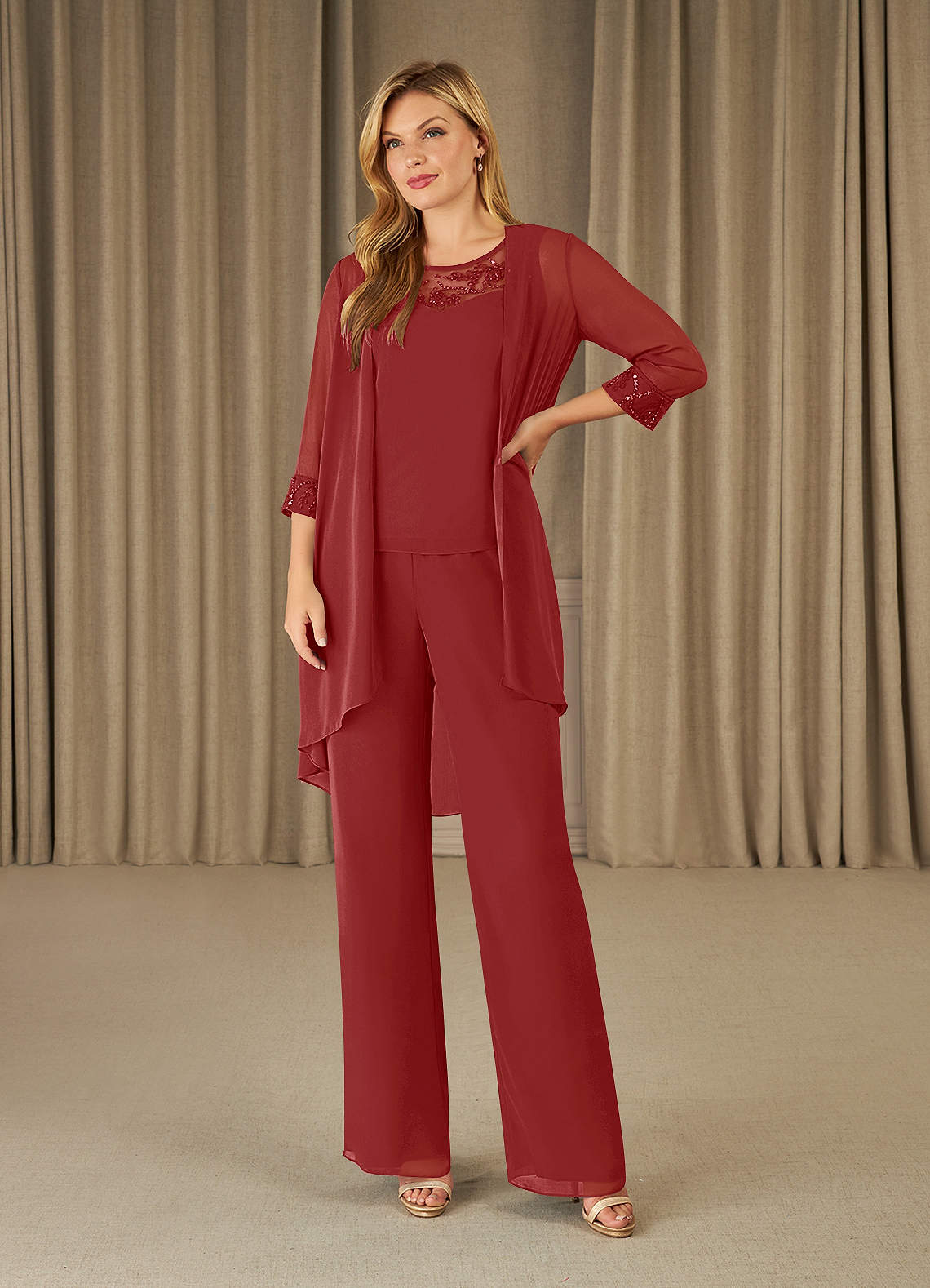 Azazie Maura Rust Jumpsuit/Pantsuit Sequins Chiffon Dress | Azazie