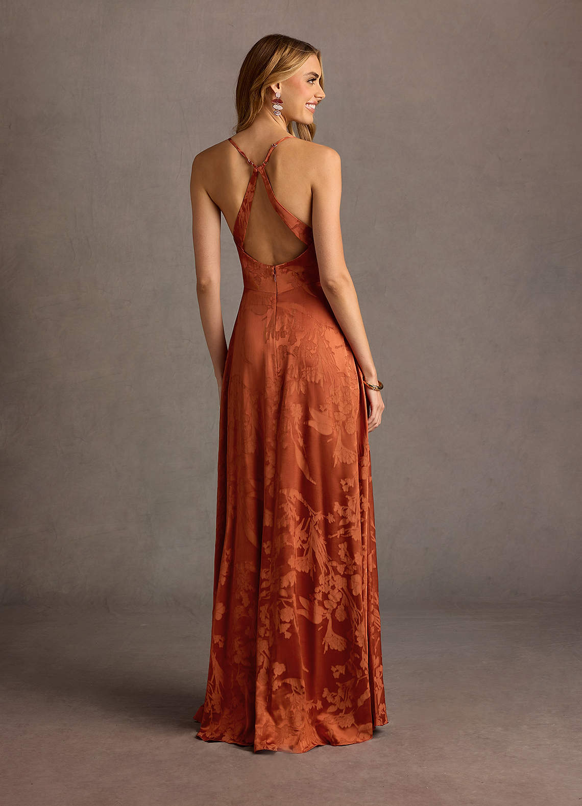 Gabrielle Rust Open Back Maxi Dress | Azazie