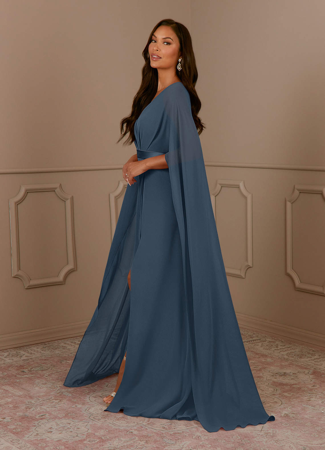 Azazie Isa Neptune A-Line V-Neck Pleated Chiffon Dress | Azazie