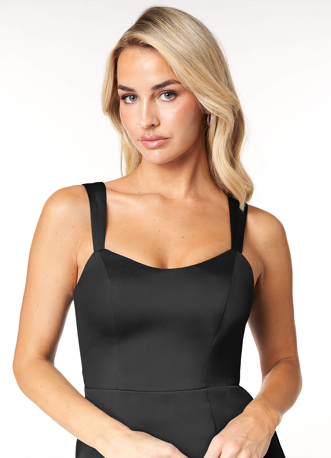 Black Azazie Nessi Stretch Satin Dress Bridesmaid Dresses Azazie