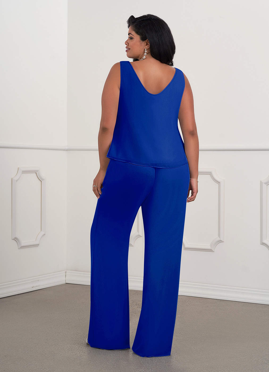 Azazie Maura Royal Blue Jumpsuit/Pantsuit Sequins Chiffon Dress | Azazie