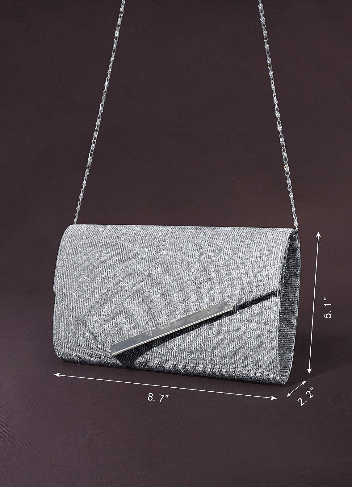 Silver Micronized Glitter Envelope Bag | Azazie