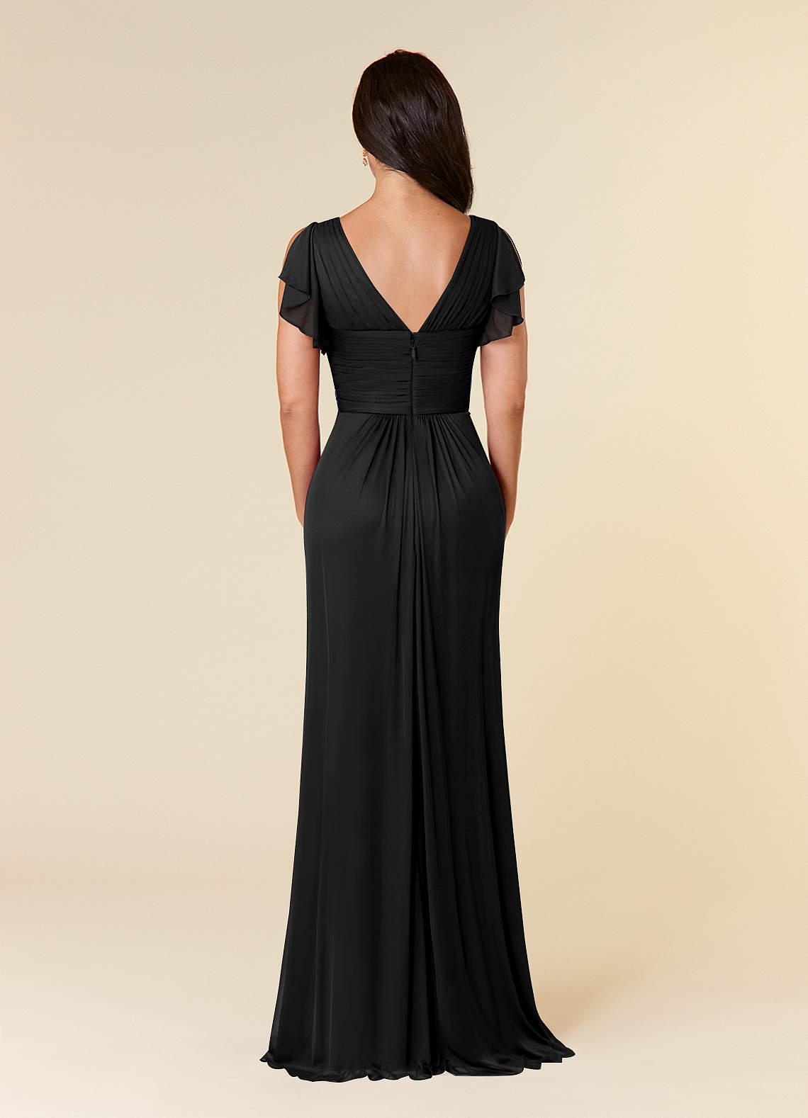 Black Azazie Reneya A-Line Pleated Mesh Floor-Length Dress | Azazie