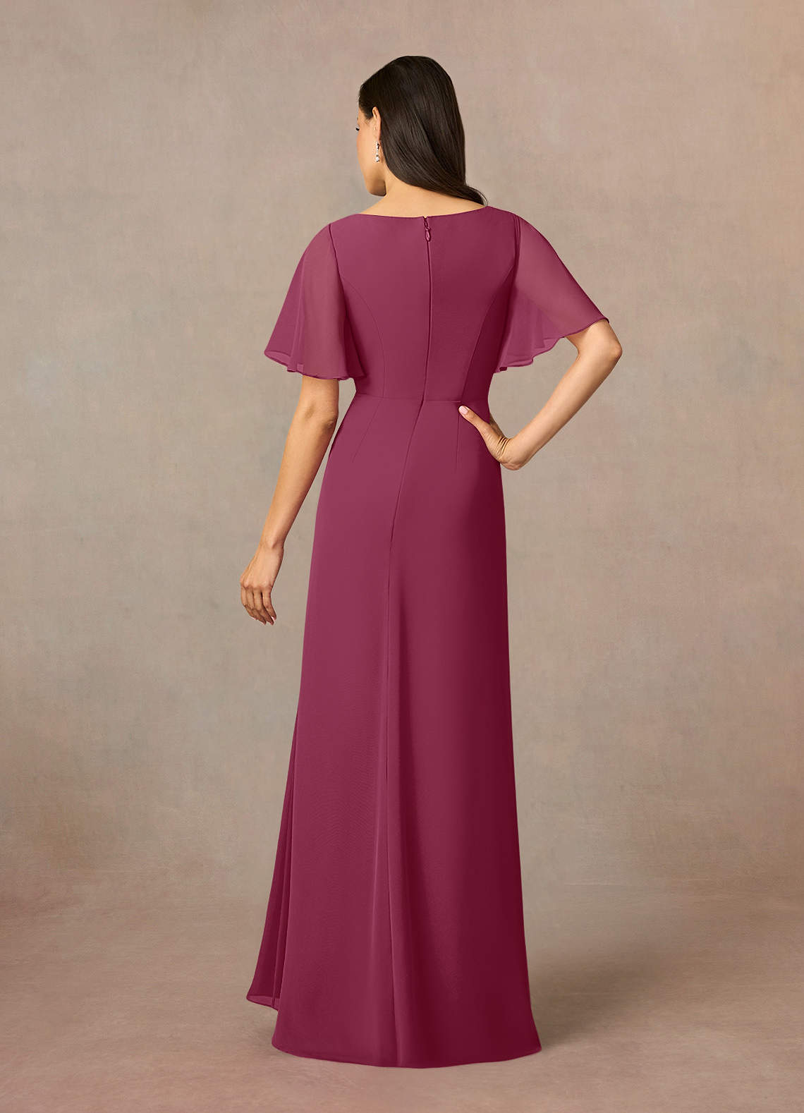 Azazie Rain Mulberry Sheath Beaded Chiffon Dress | Azazie AU