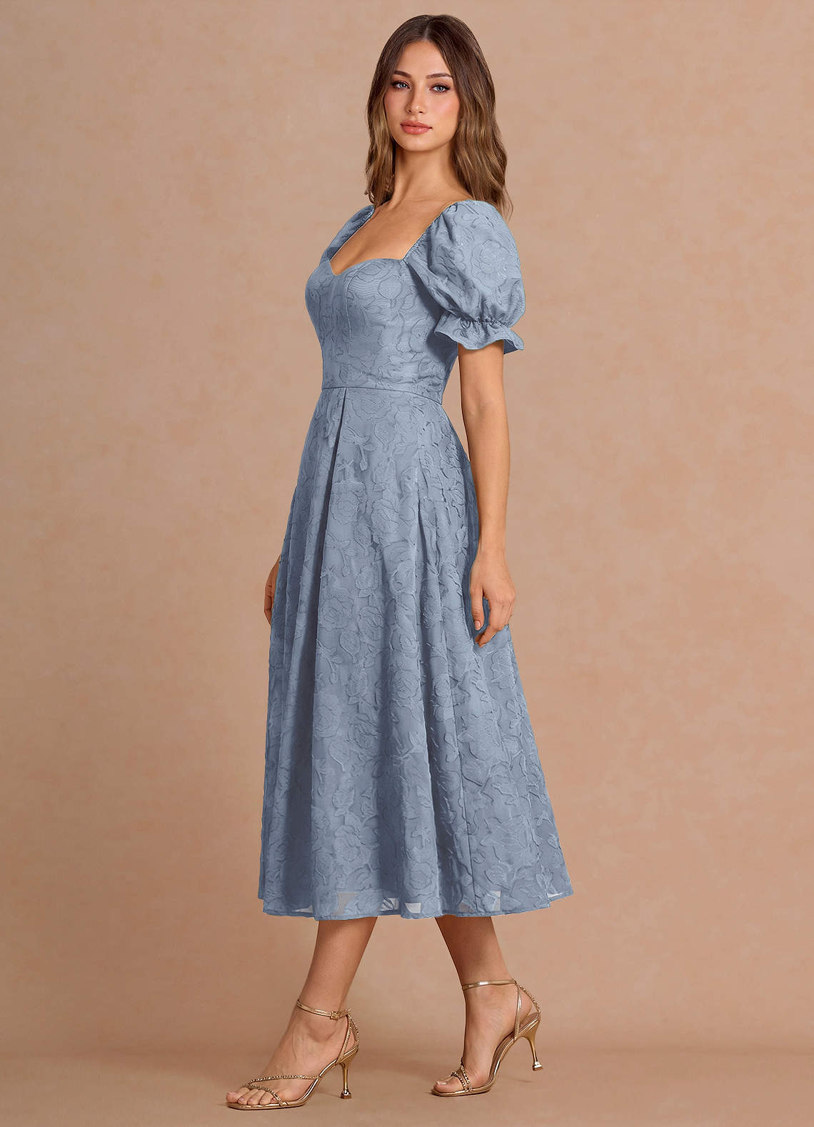 Lanthe Powder Blue Midi Dress | Azazie UK