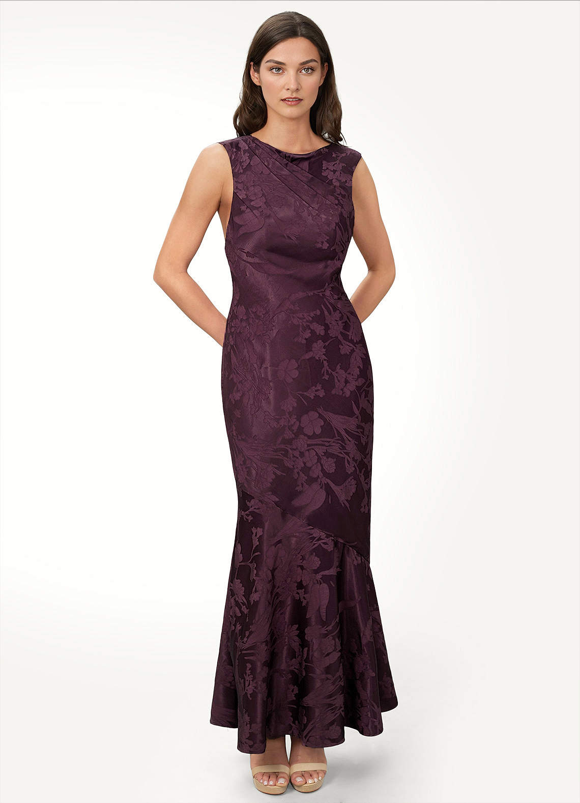 Bellini Grape Jacquard Satin Maxi Dress | Azazie