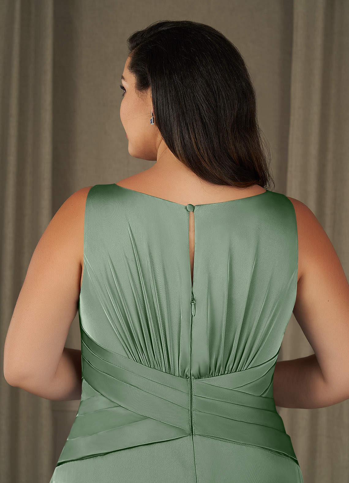 Matcha Azazie Viola A-Line Pleated Stretch Satin Floor-Length Dress ...