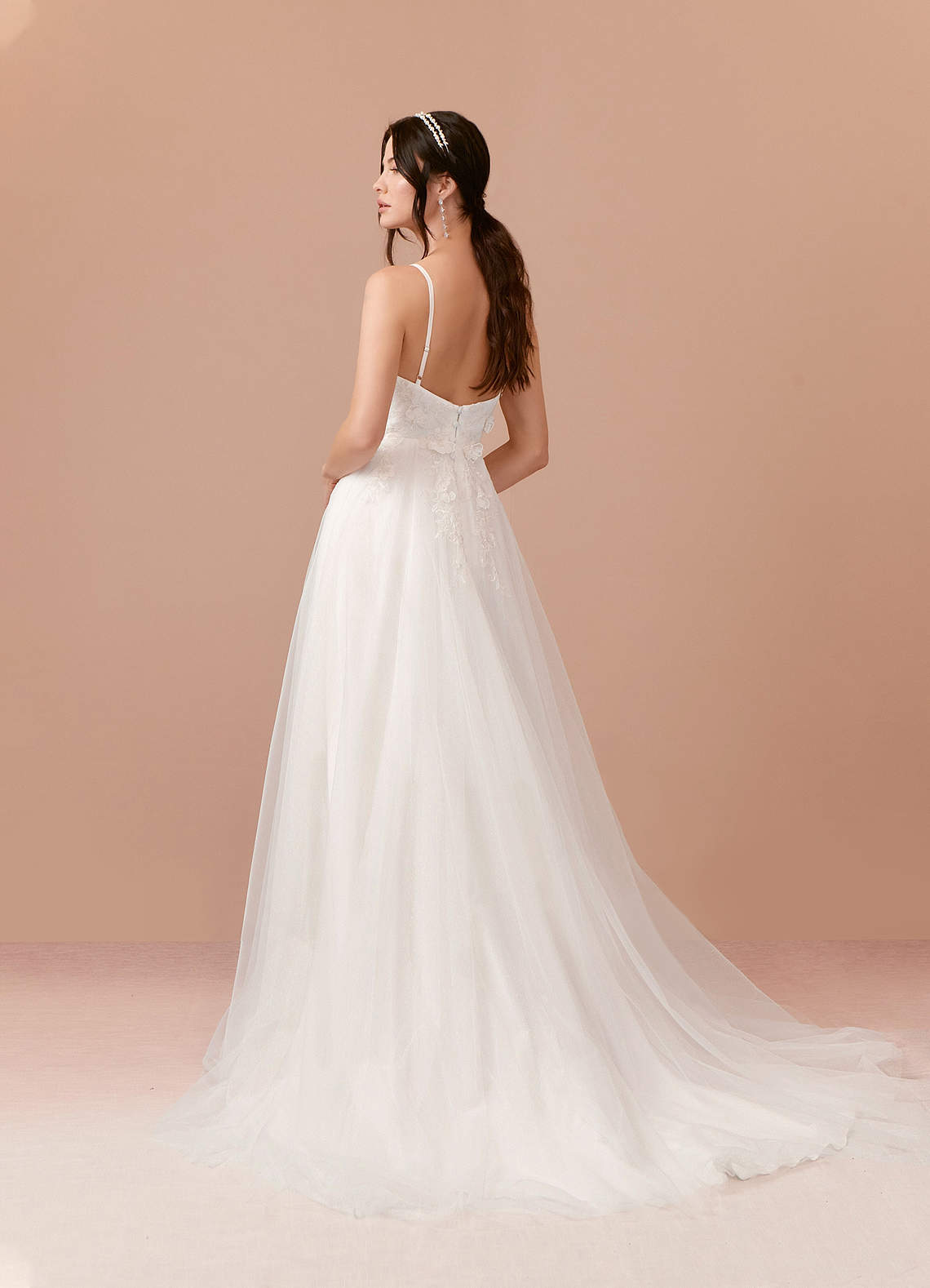 Diamond White Azazie Nikita A-Line Sequins Tulle Chapel Train Dress ...