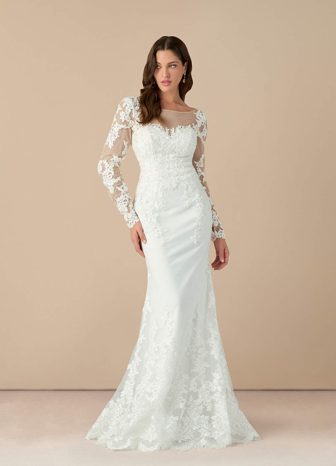 Diamond White Azazie Nylah A-Line Sequins Tulle Chapel Train Dress | Azazie