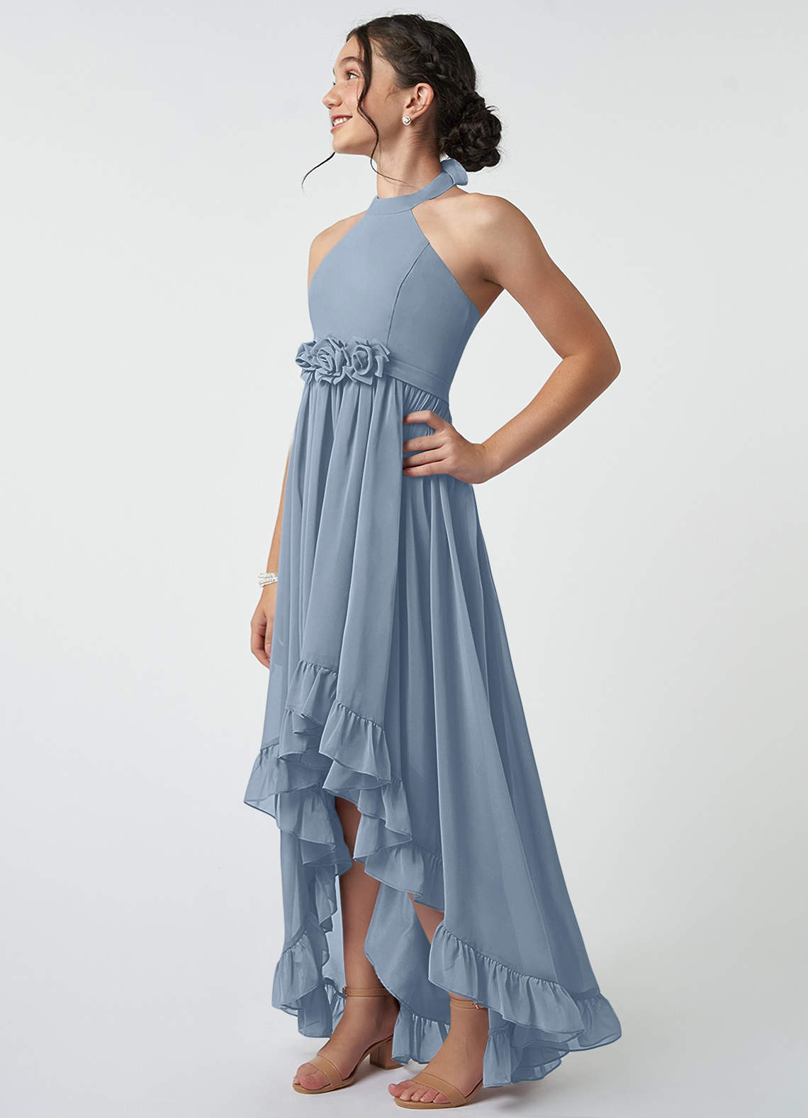 Dusty Blue Azazie Hermione Junior Junior Bridesmaid Dresses | Azazie