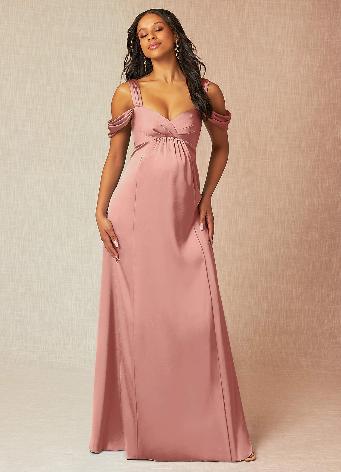 Rosette Azazie Rhea Stretch Satin Dress Maternity Bridesmaid Dresses ...