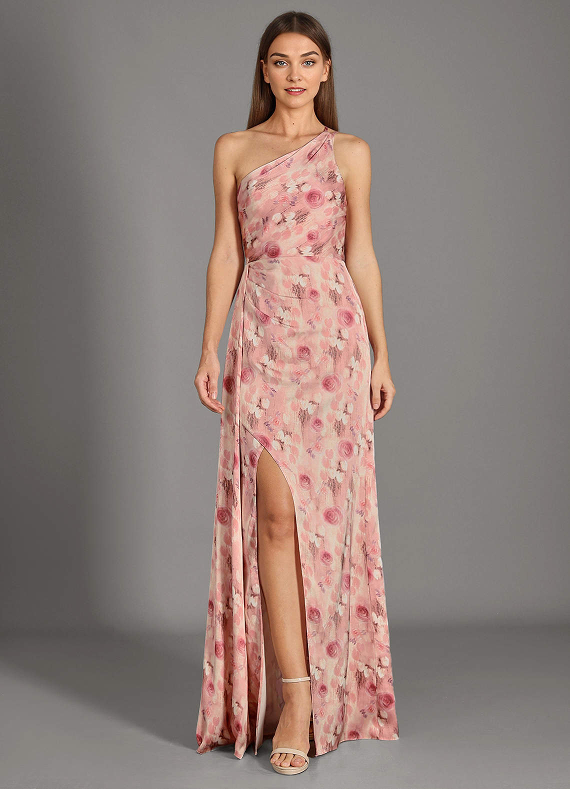 Azazie Maron Stretch Satin Dress Demure Roses Bridesmaid Dresses | Azazie