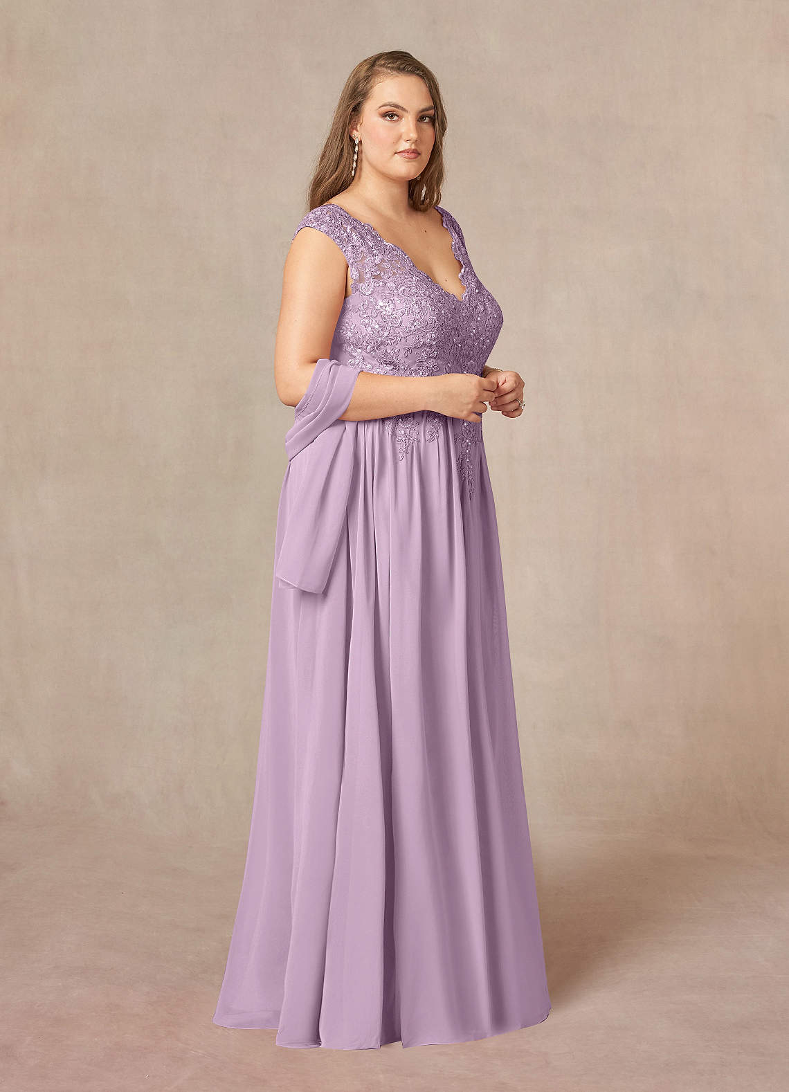 Azazie Amethyst Wisteria A-Line V-Neck Sequins Chiffon Dress | Azazie
