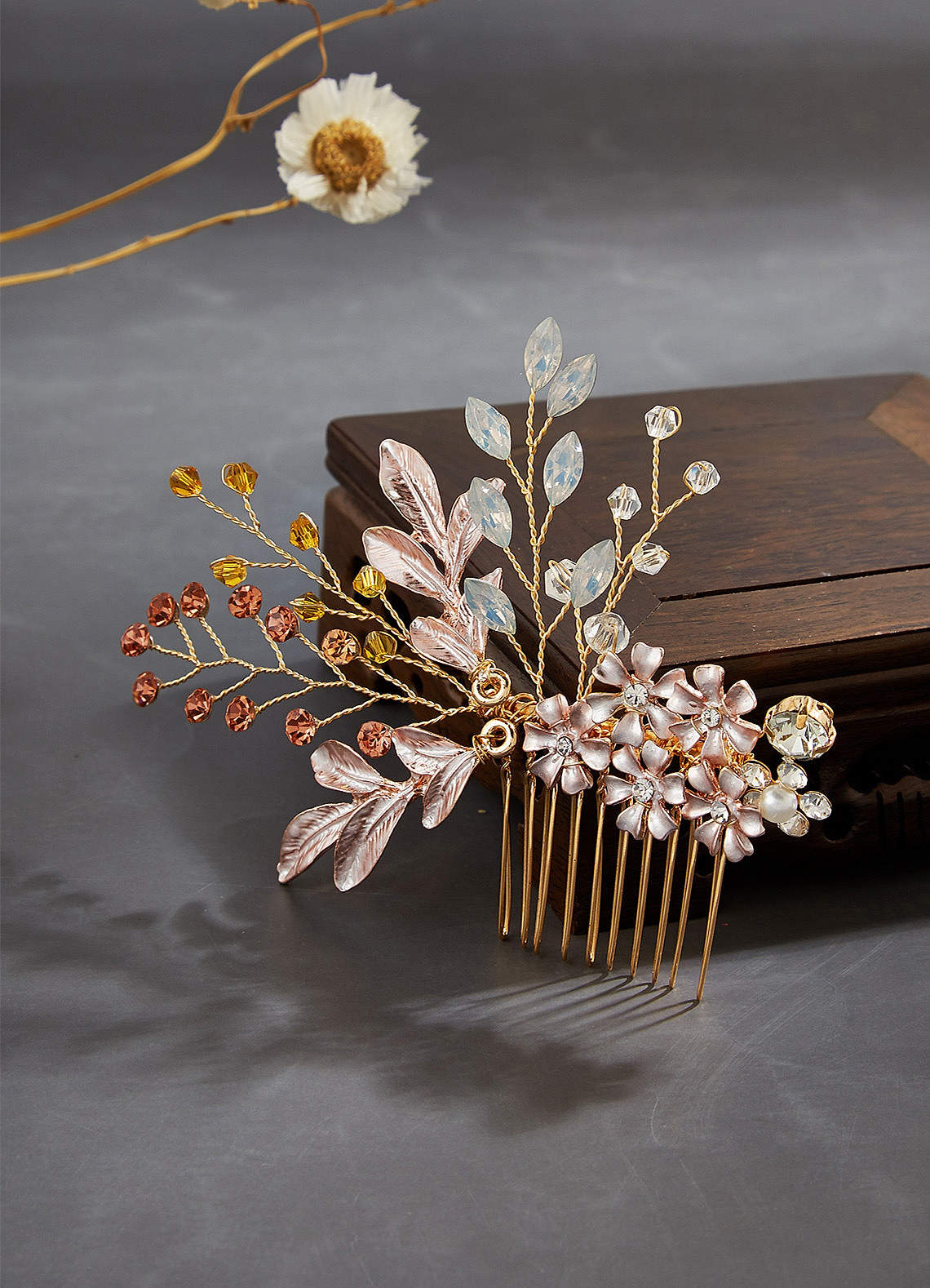Delicate Leaf Flower Hair Comb Azazie CA