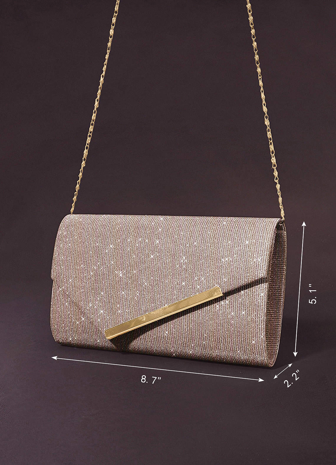 Champagne Rose Micronized Glitter Envelope Bag | Azazie