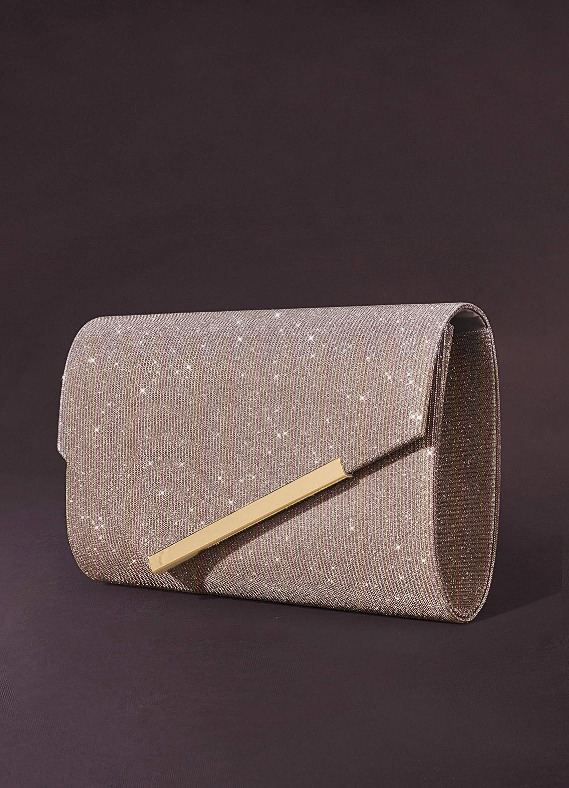 Champagne Rose Micronized Glitter Envelope Bag | Azazie