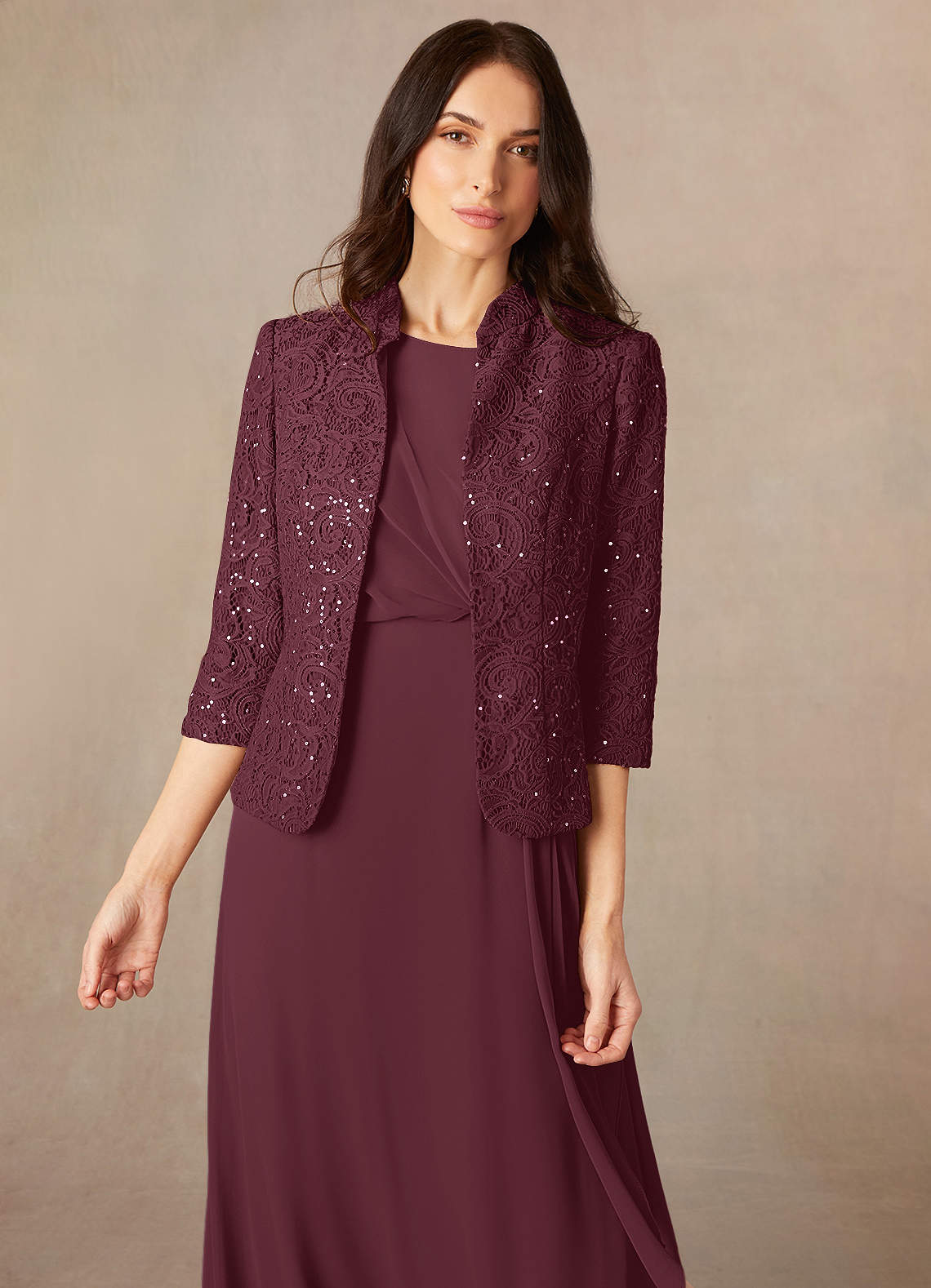Azazie Sequin Lace Three Quarter Sleeve Jacket | Azazie