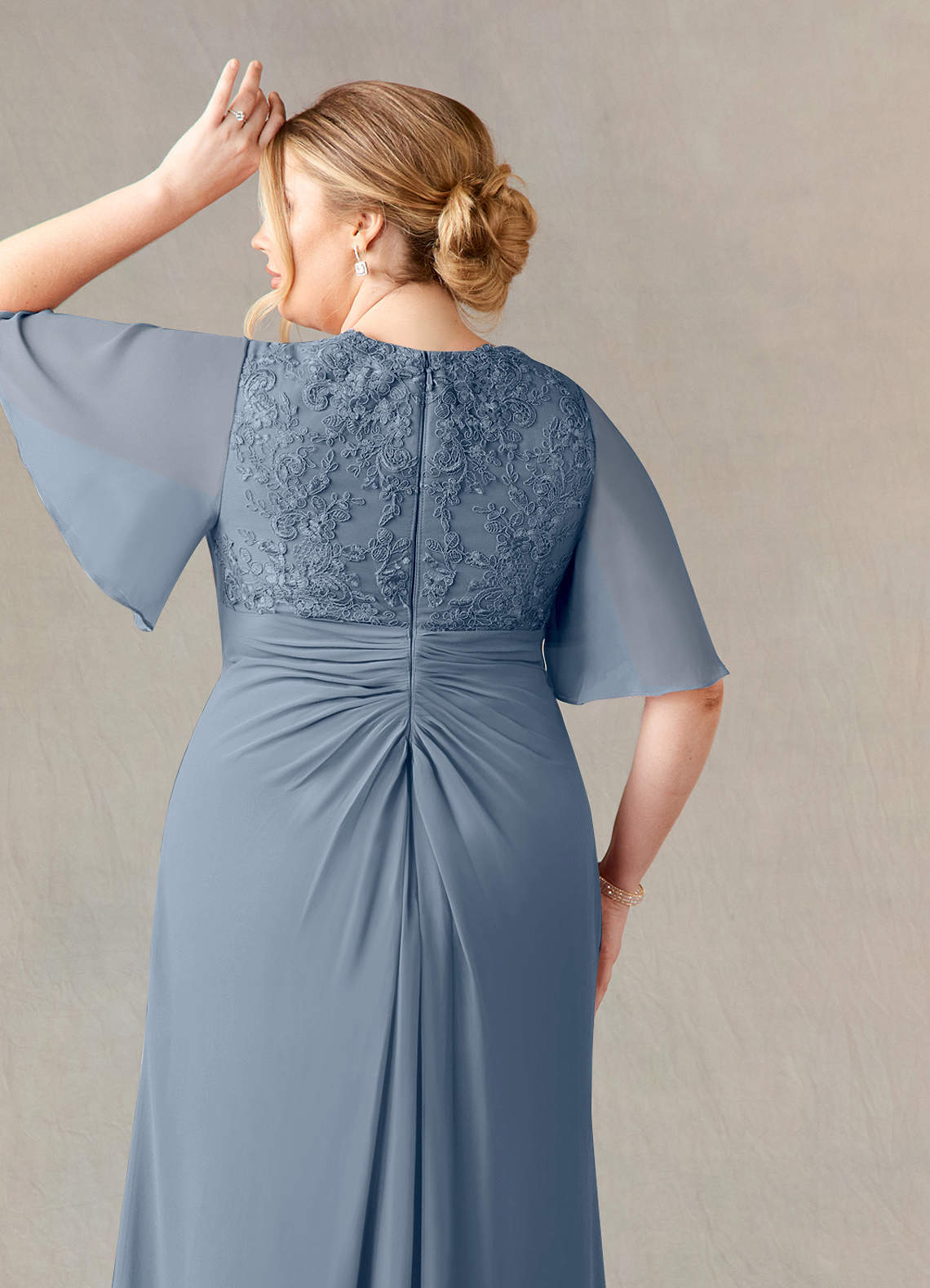 Twilight Azazie Carson Twilight A-Line V-Neck Lace Chiffon Dress | Azazie