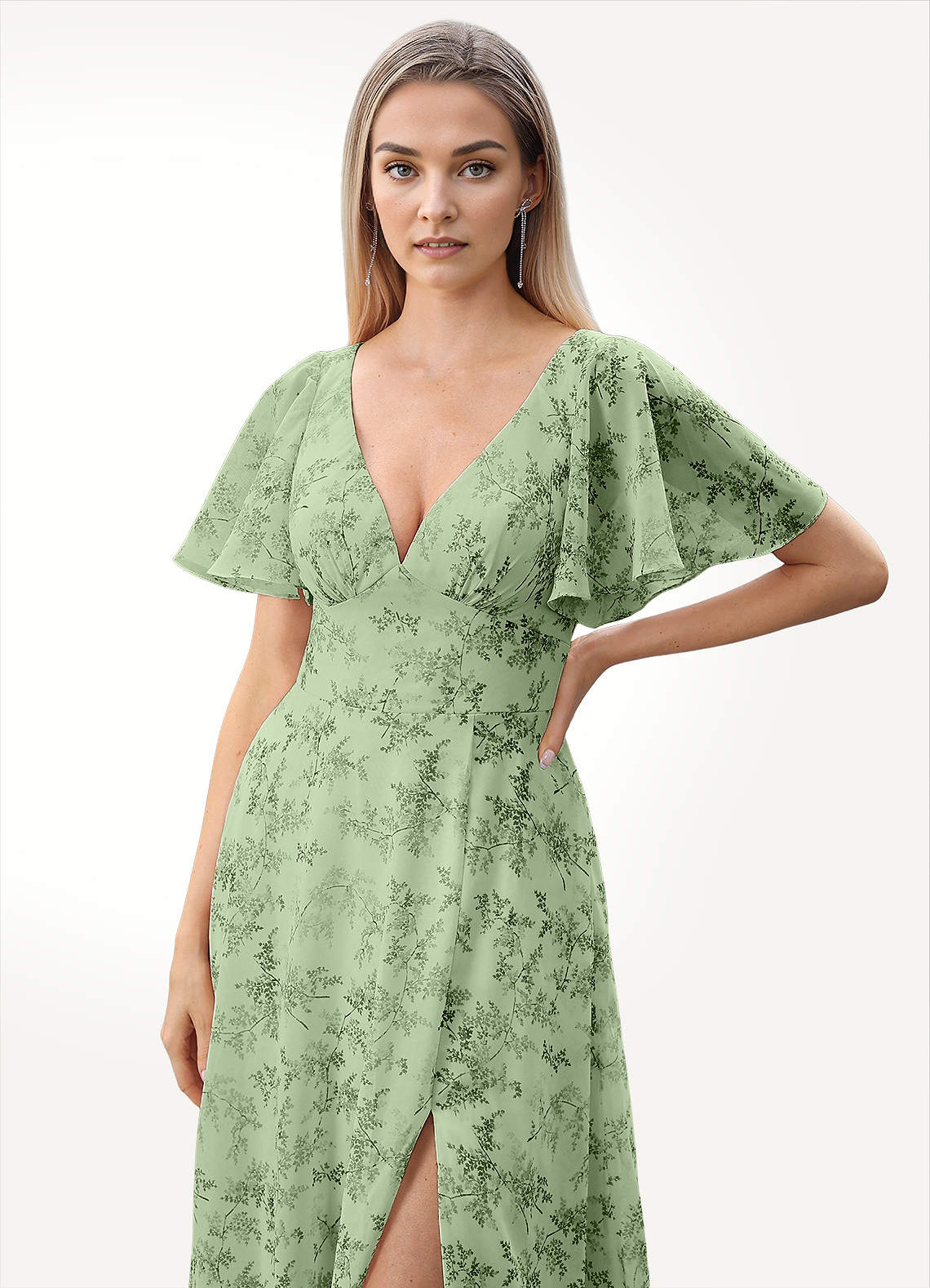 Green Fern Floral Azazie Kimber Bridesmaid Dresses | Azazie