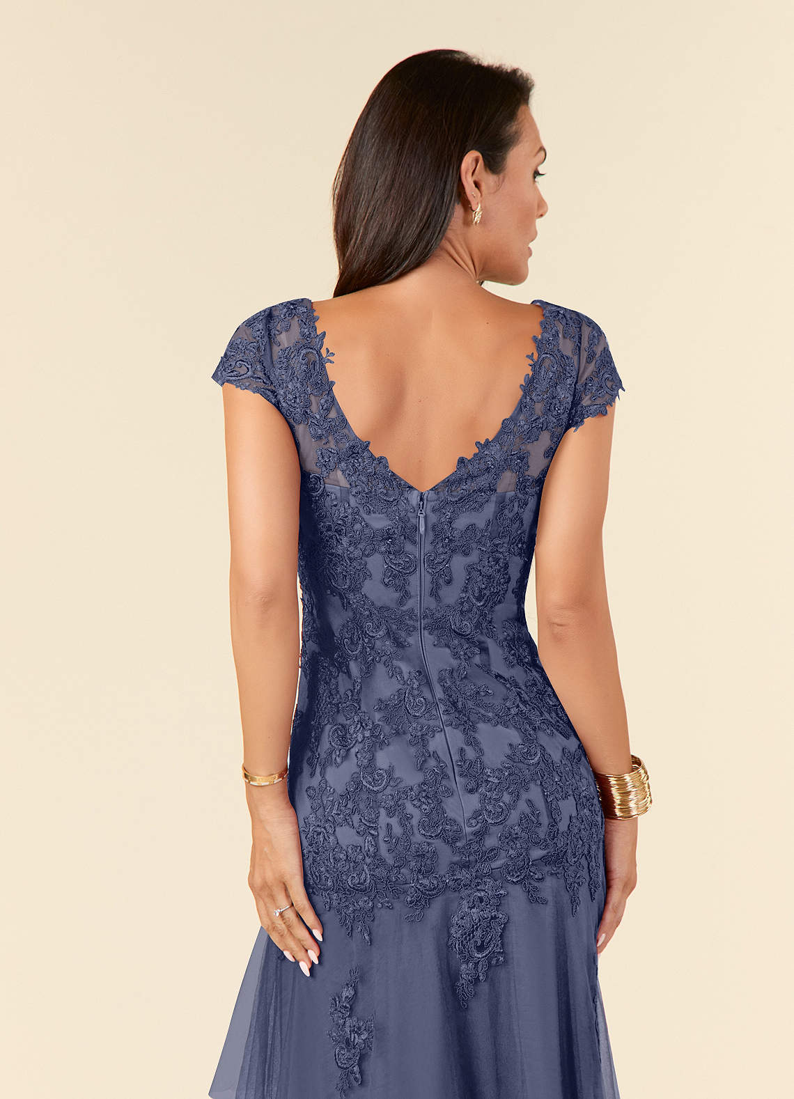 Azazie Romy Stormy Mermaid V-Neck Sequins Tulle Dress | Azazie