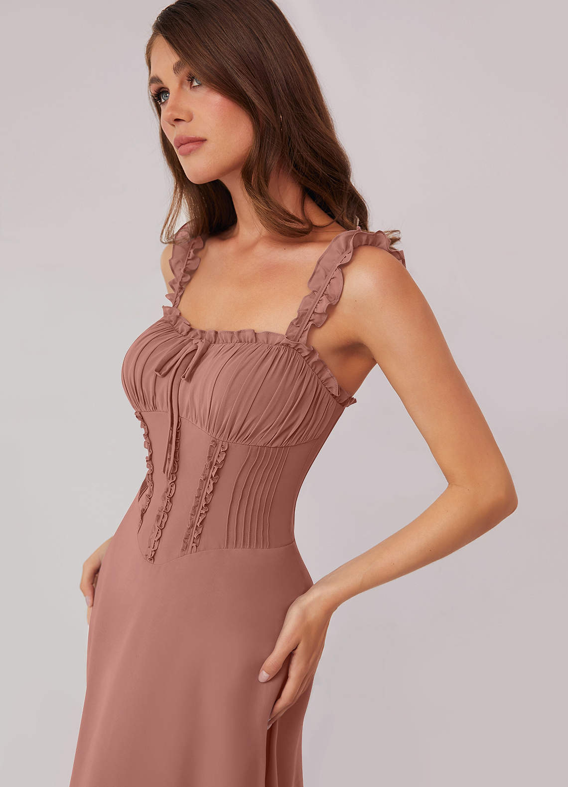 Cedar Rose Dropped Waist Ruffle Chiffon A-line Dress Bridesmaid Dresses ...