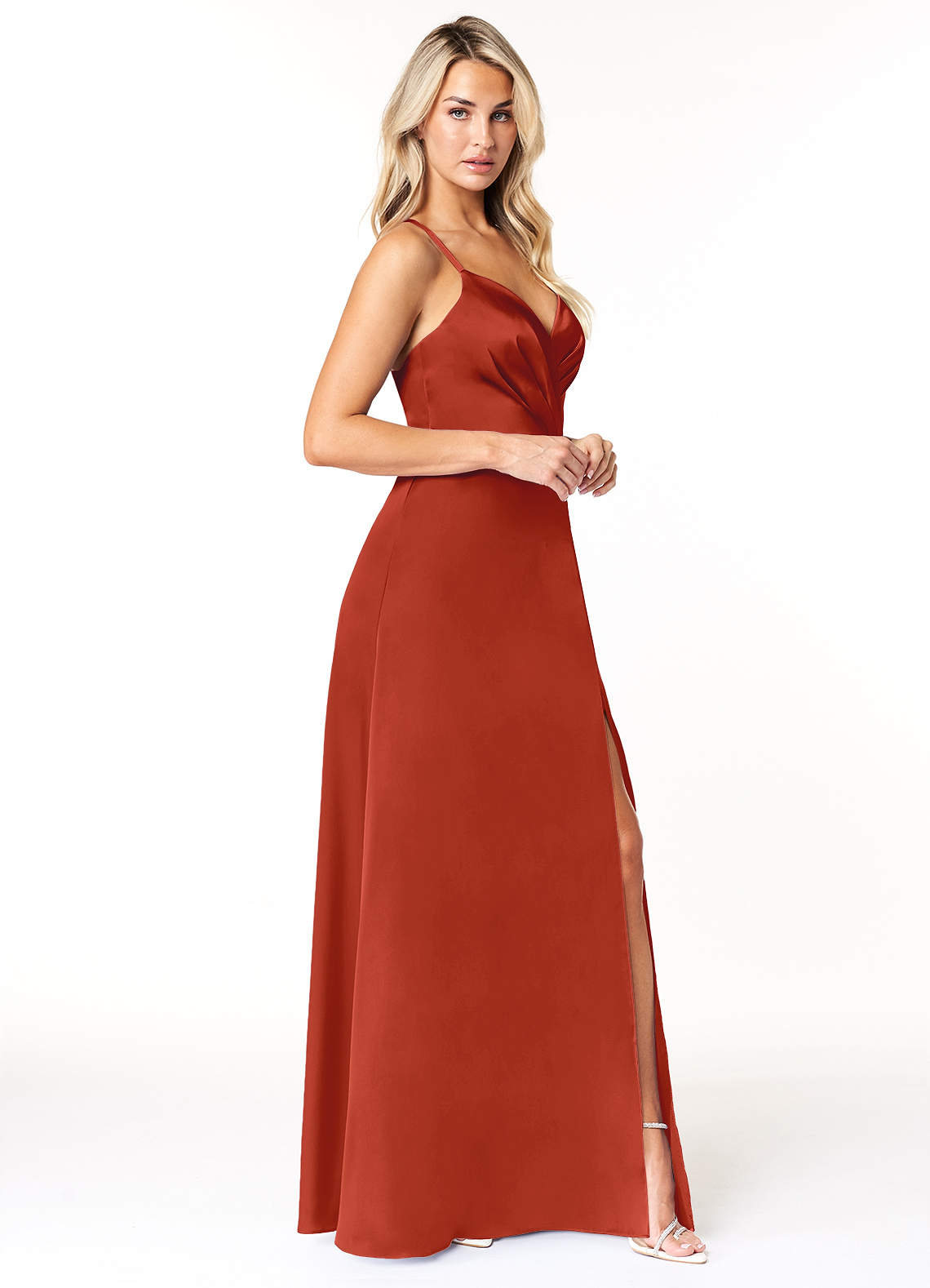 Rust Azazie Madaleine Stretch Satin Dress Bridesmaid Dresses | Azazie