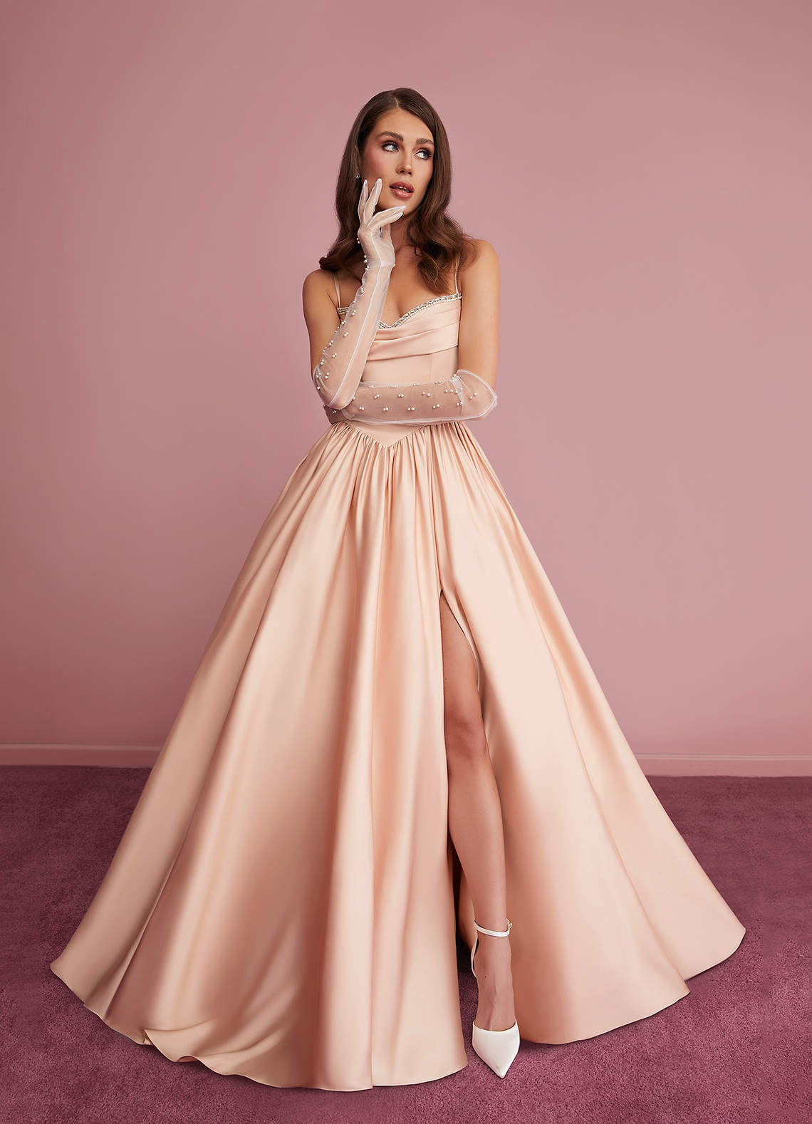 Barbie ♥ Azazie Beaded Sweetheart Cowl Dropwaist Stretch Satin Ball ...