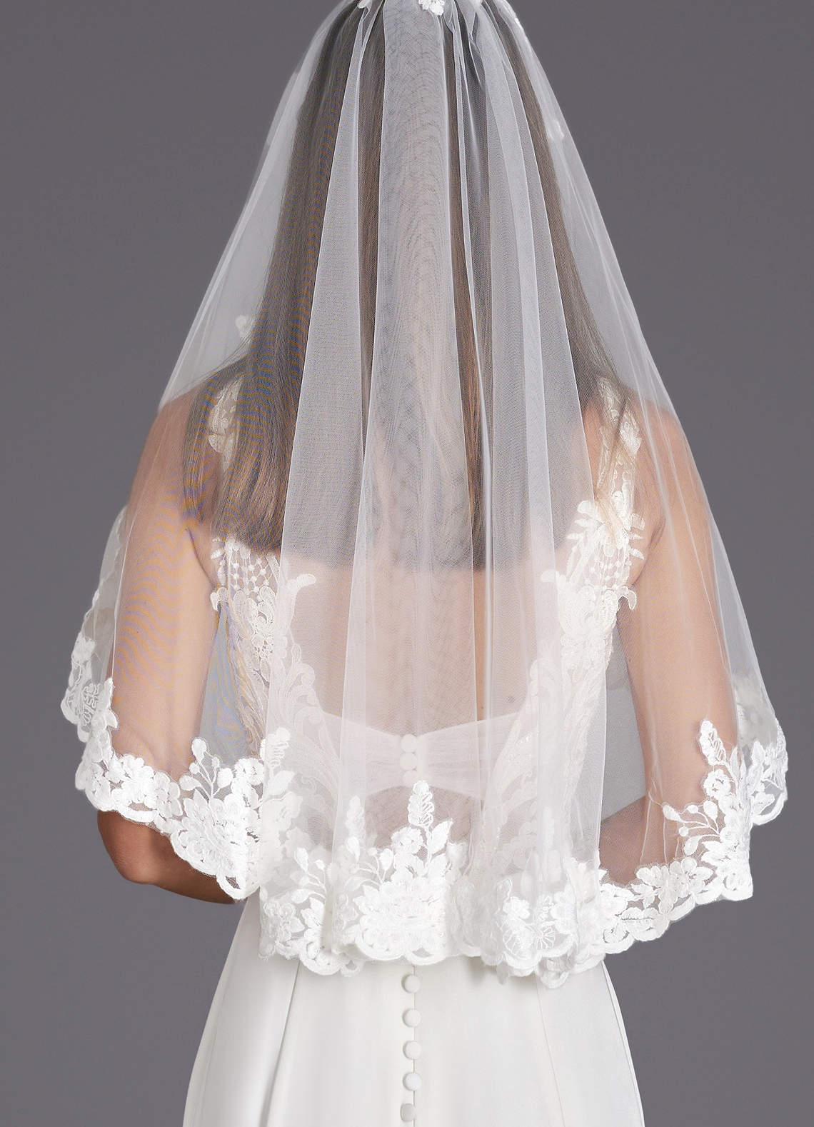 Persila Lace Waist Length Veil Wedding Veils | Azazie UK