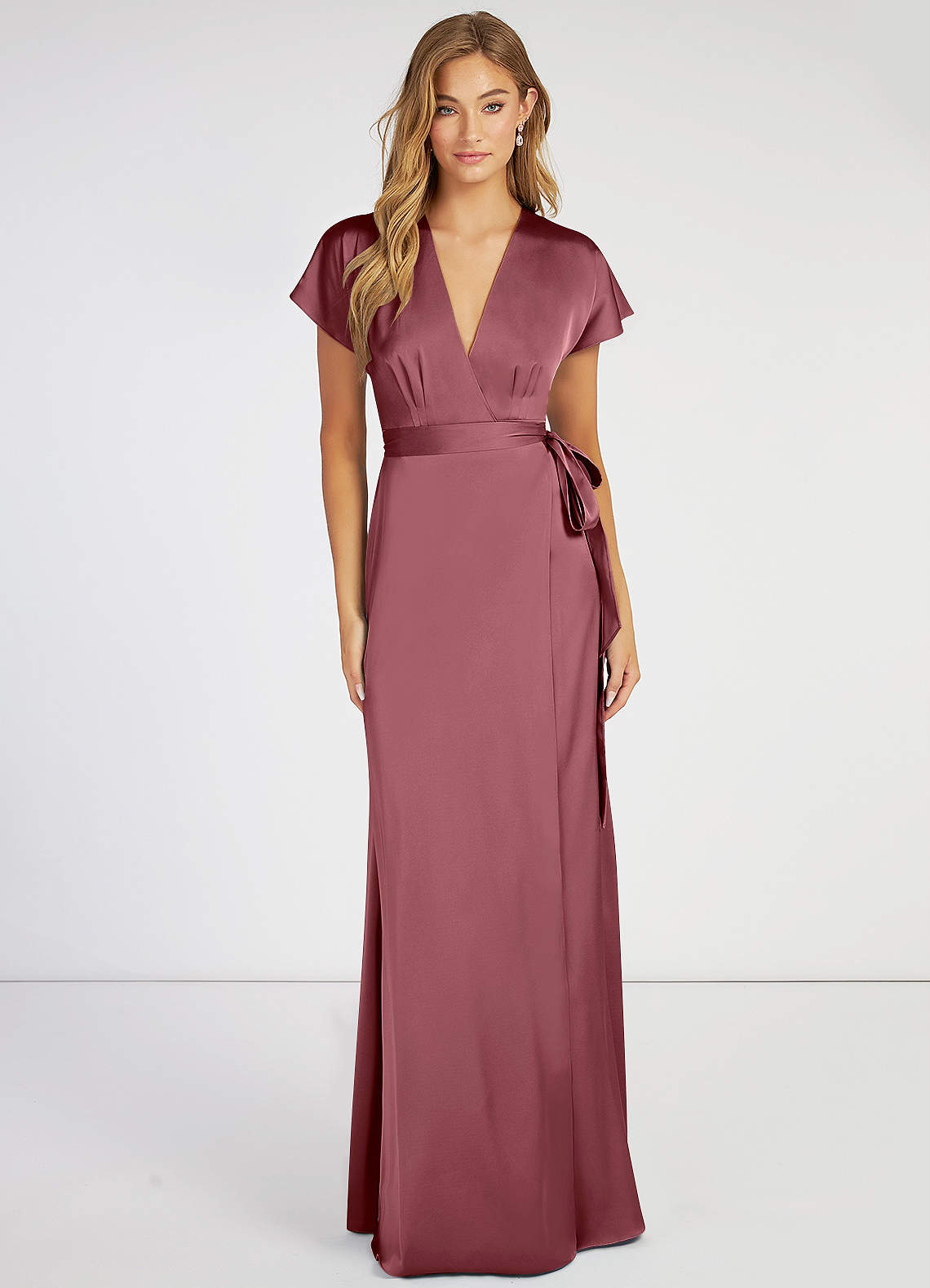 Azazie Nico Stretch Satin Dress Desert Rose Bridesmaid Dresses | Azazie