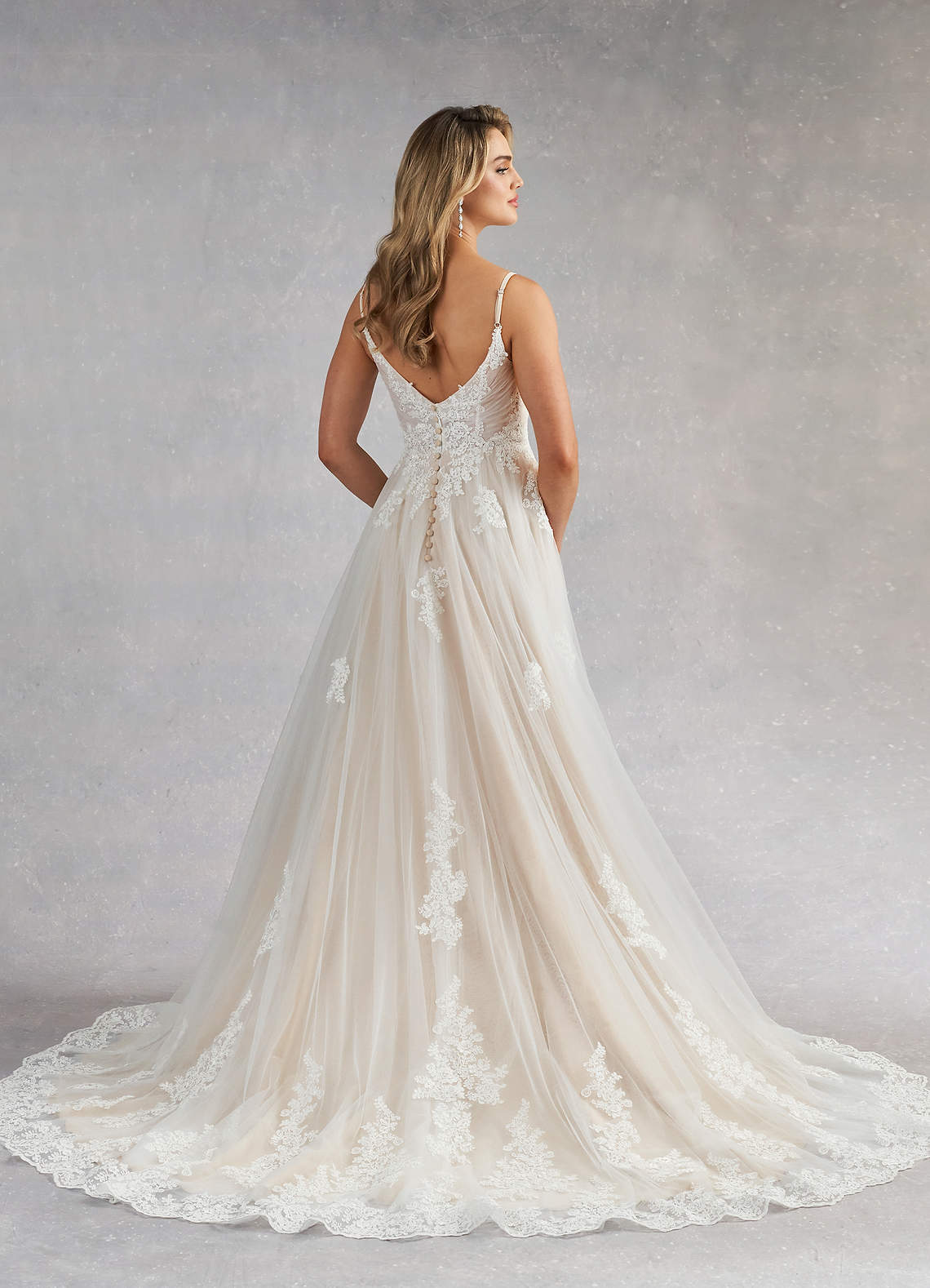 Azazie Avarie Diamond White Champagne A-Line Sequins Tulle Dress | Azazie