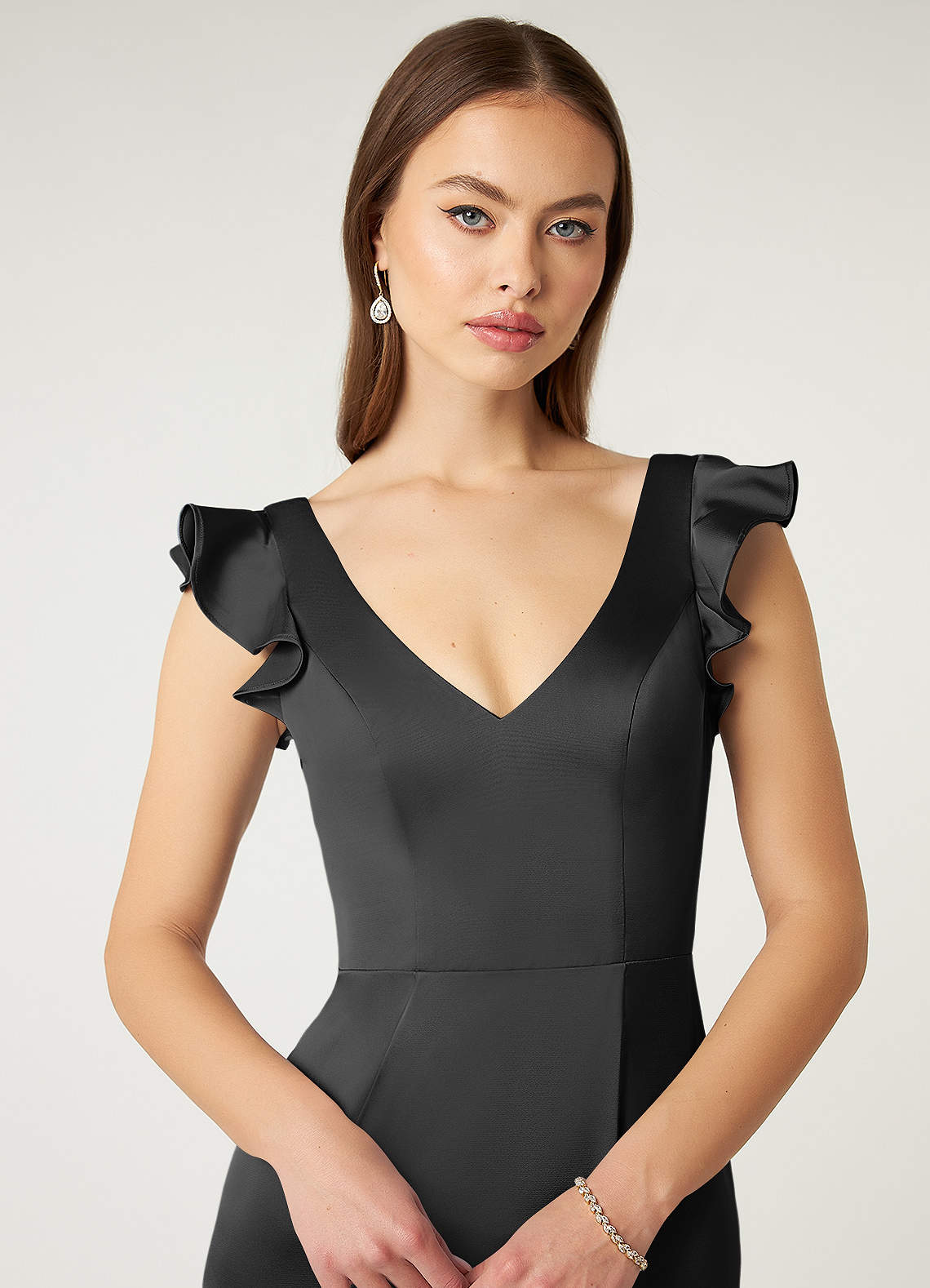 Azazie Vero Stretch Satin Dress Black Bridesmaid Dresses | Azazie