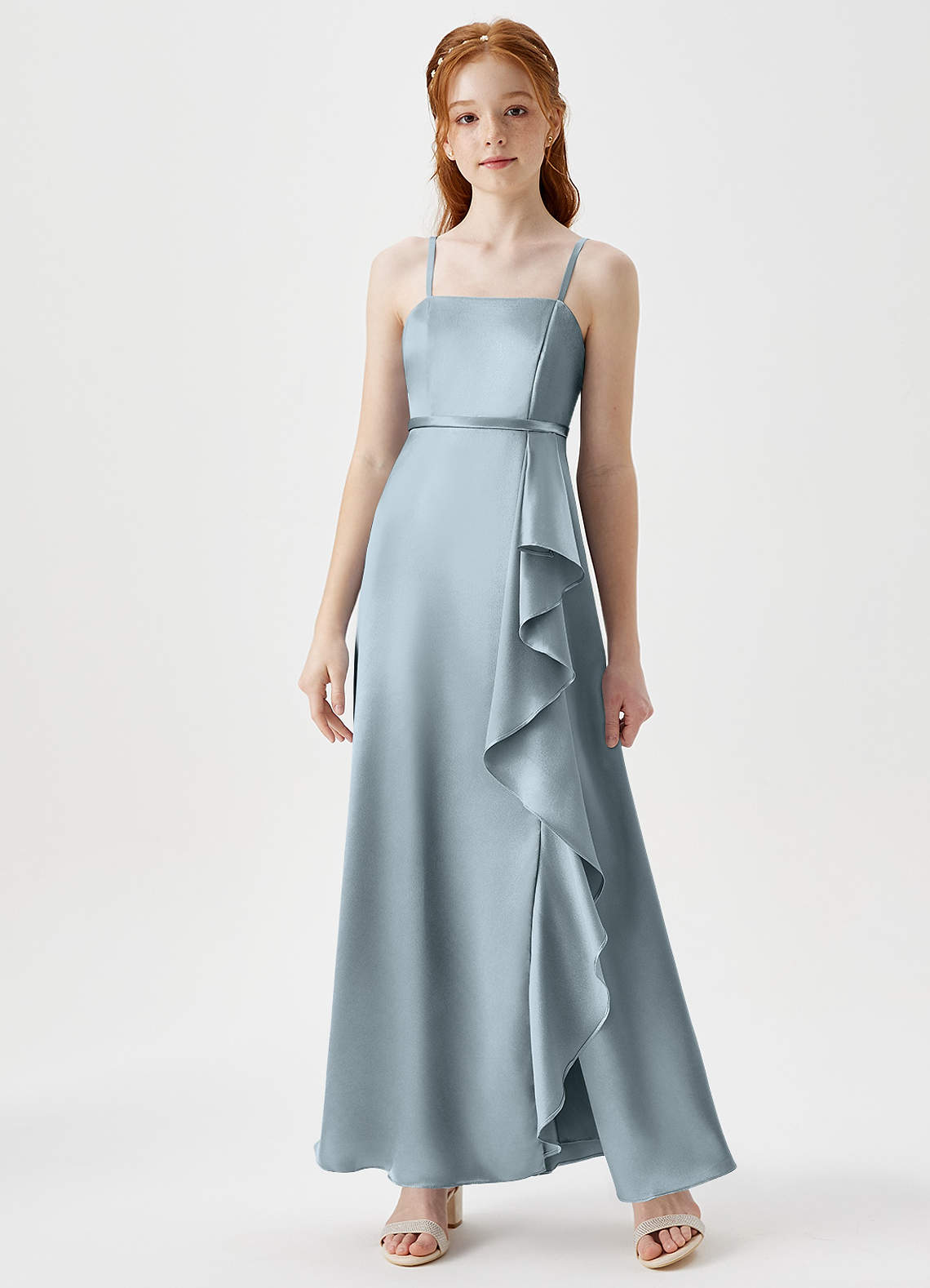 Azazie Kaylee Junior Bridesmaid Dress in Dusty Blue | Azazie