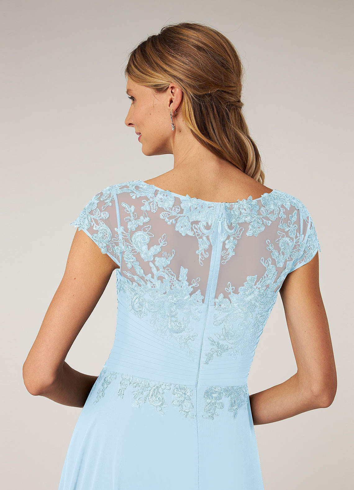 Azazie Shonda Sky Blue Lace Chiffon Dress | Azazie