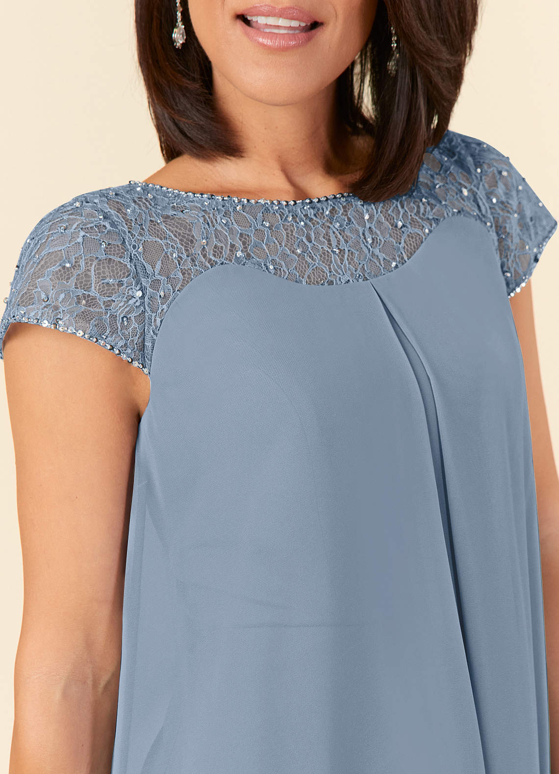 Azazie Tess Dusty Blue Empire Sequins Chiffon Dress Azazie Ca