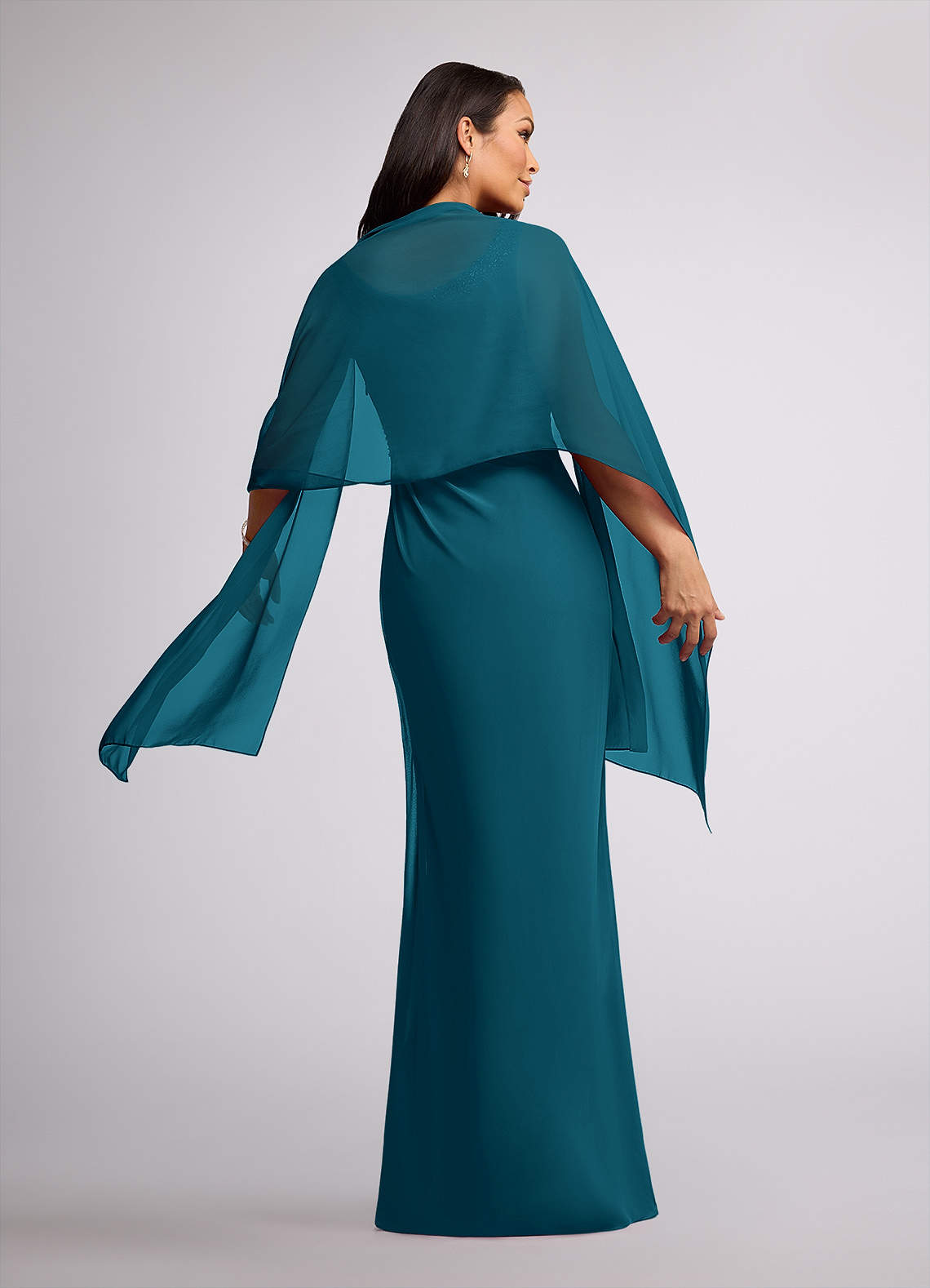 Ink Blue Azazie Islania A-Line Pleated Chiffon Floor-Length Dress | Azazie