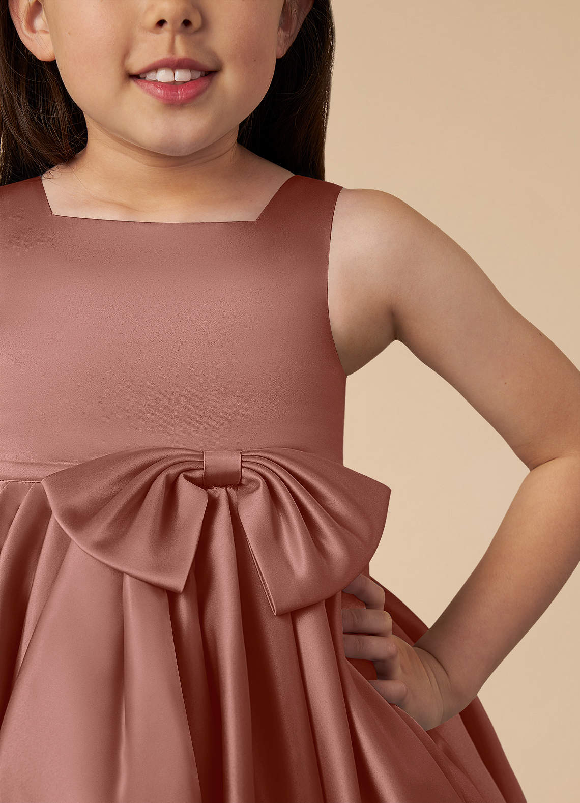 Cedar Rose Azazie Bo Peep Cedar Rose A-Line Bow Matte Satin Dress | Azazie