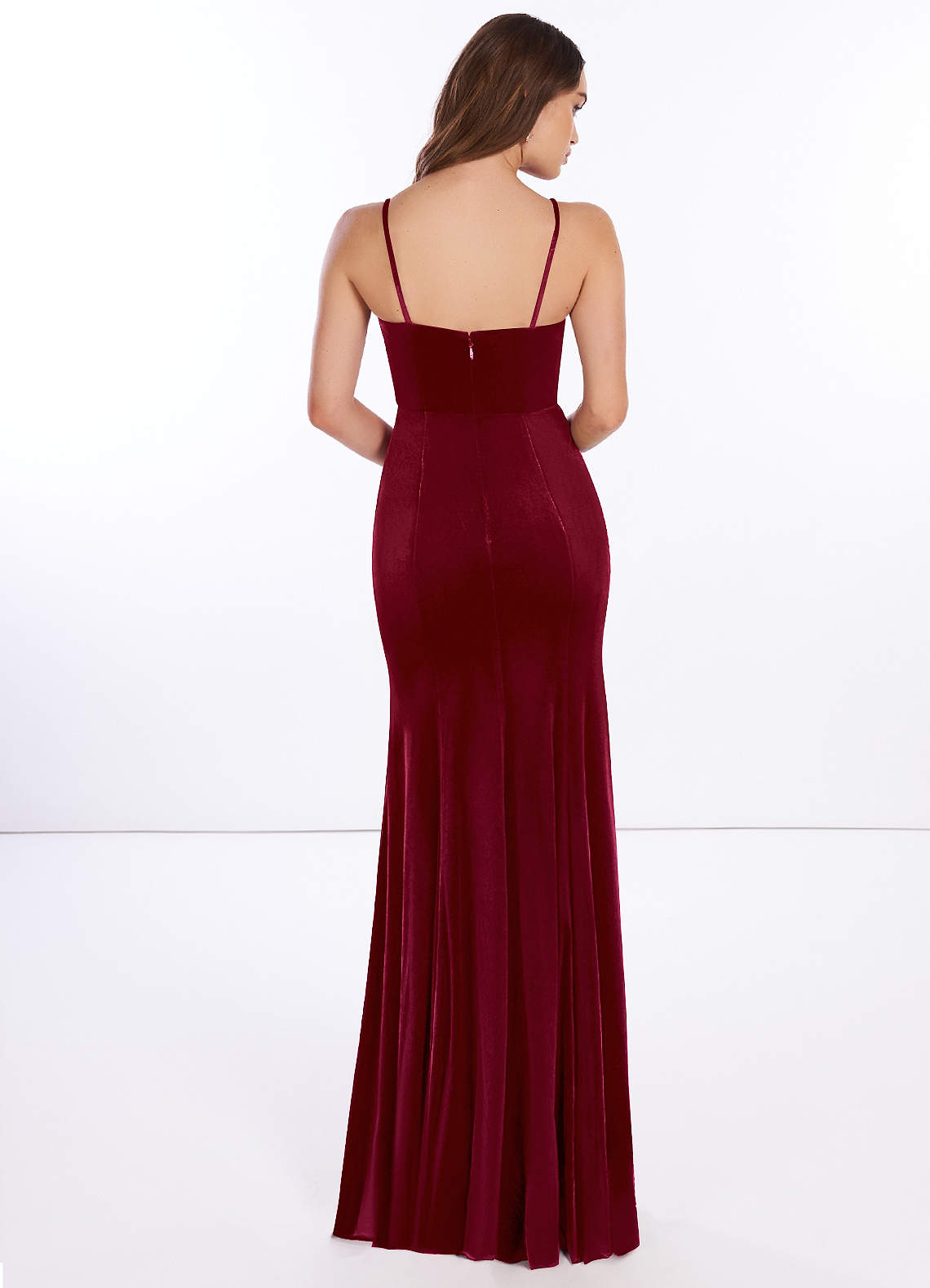 Burgundy Azazie Solange Velvet Dress Bridesmaid Dresses | Azazie